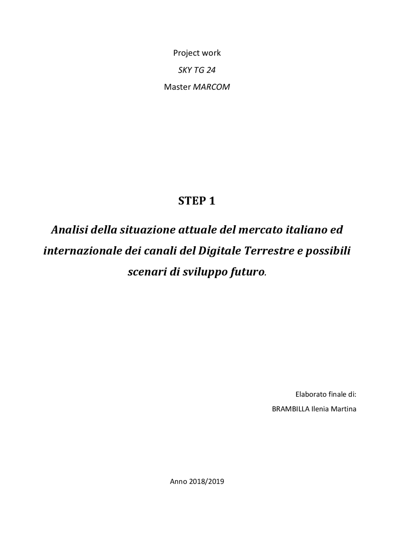 Project Work Master Marcom Step 1 Docsity