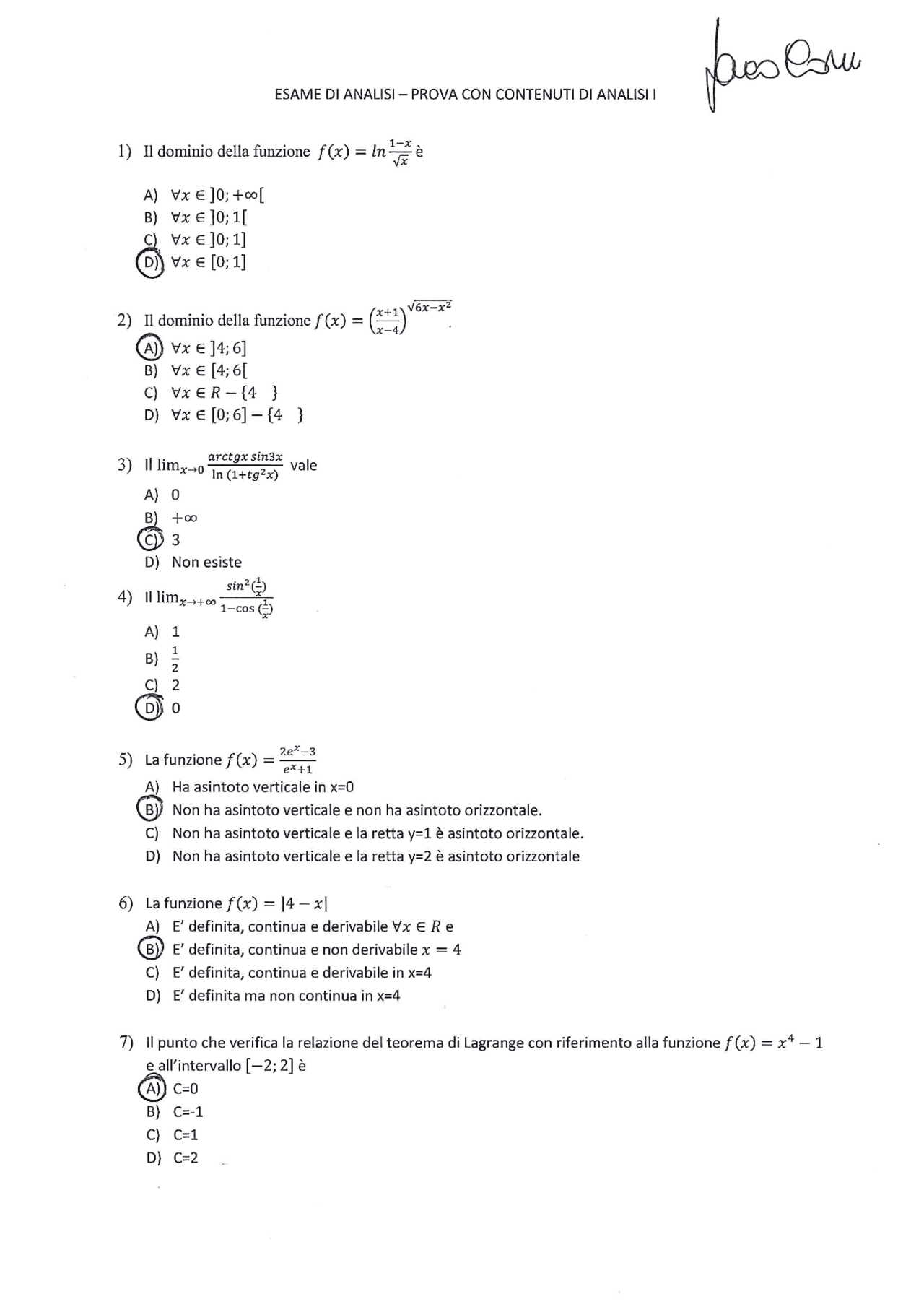 Elaborato Analisi I Unipegaso Docsity