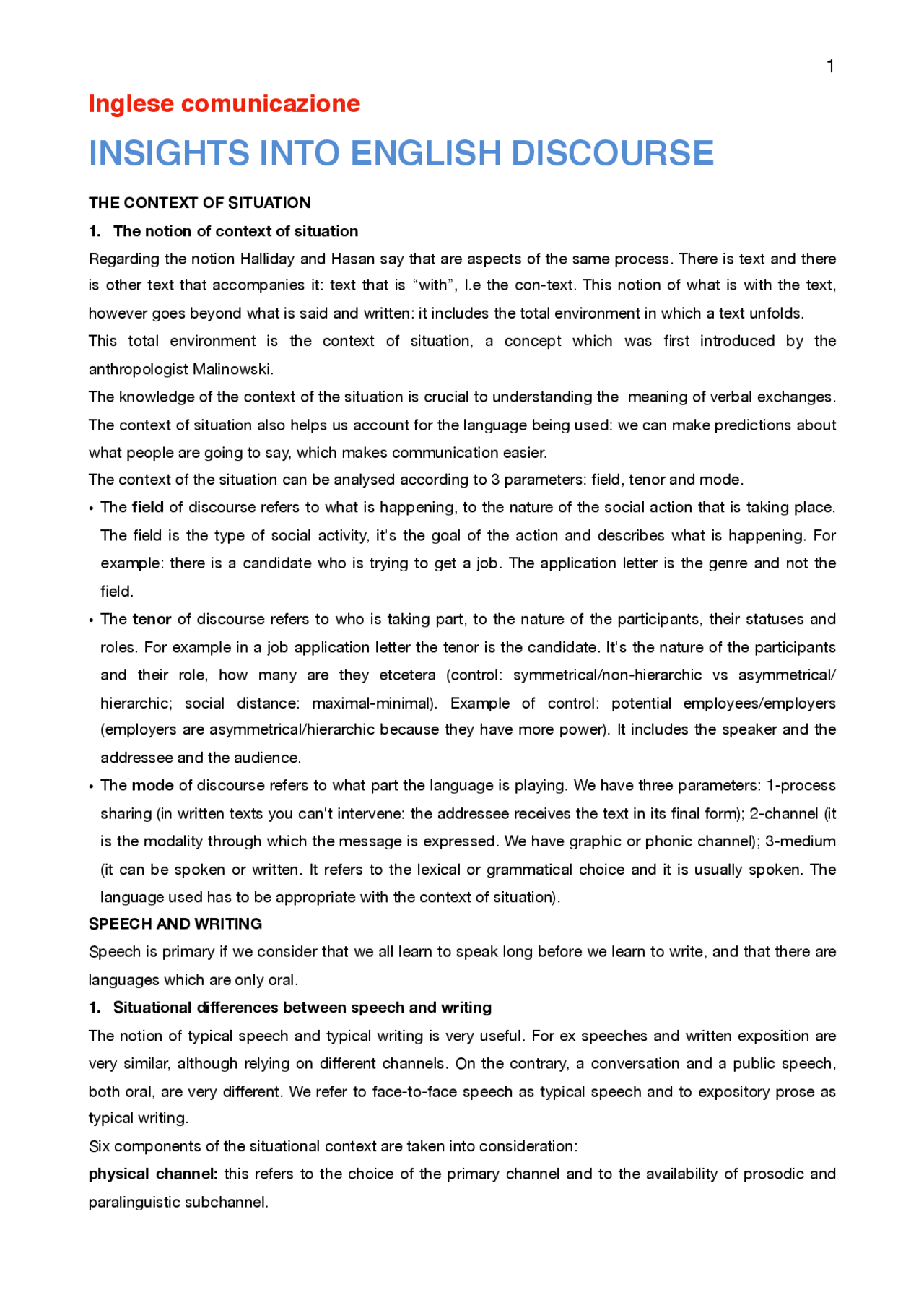 Lingua E Comunicazione Professionale Inglese Docsity