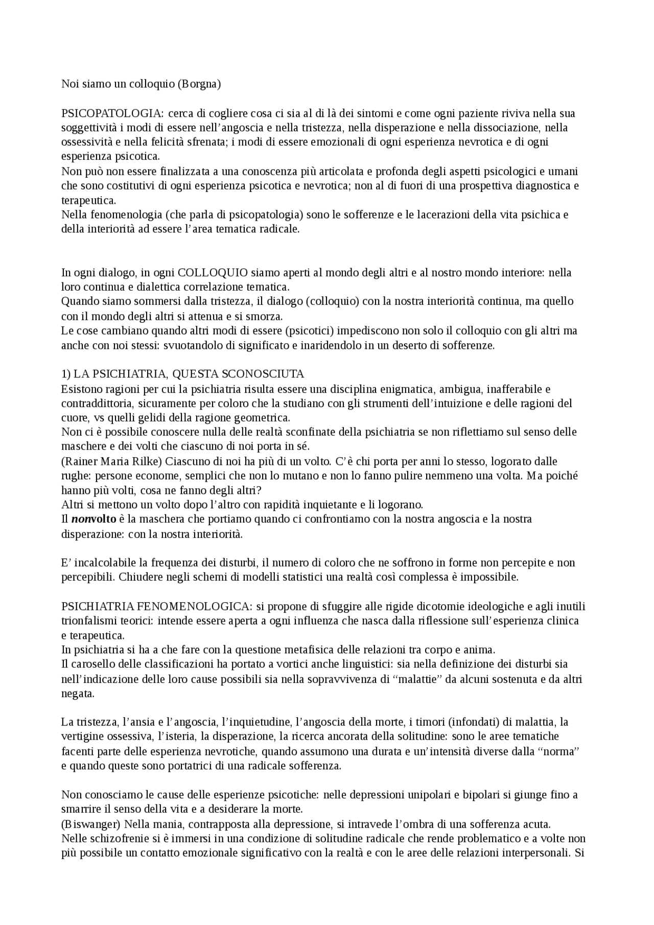 Noi Siamo Un Colloquio Borgna Riassunto Lungo Docsity