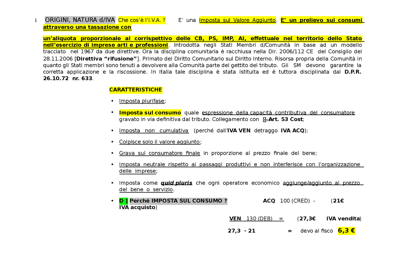 Diritto Tributario Schema Iva Appunti Di Diritto Tributario Docsity