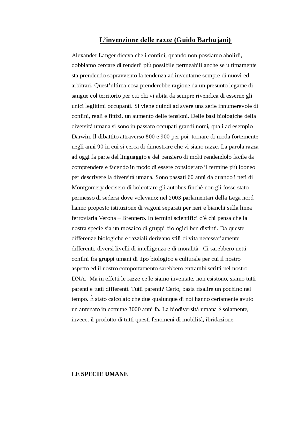 Linvenzione Delle Razze Riassunto Completo Docsity