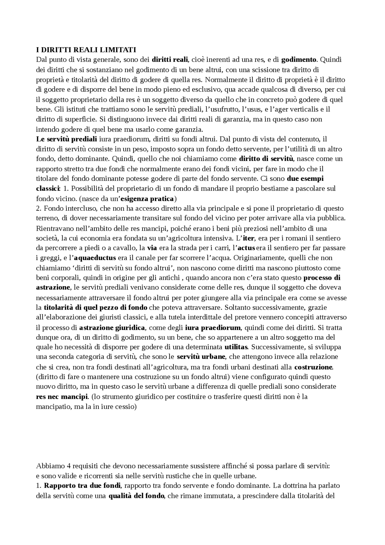 I Diritti Reali Limitati Docsity