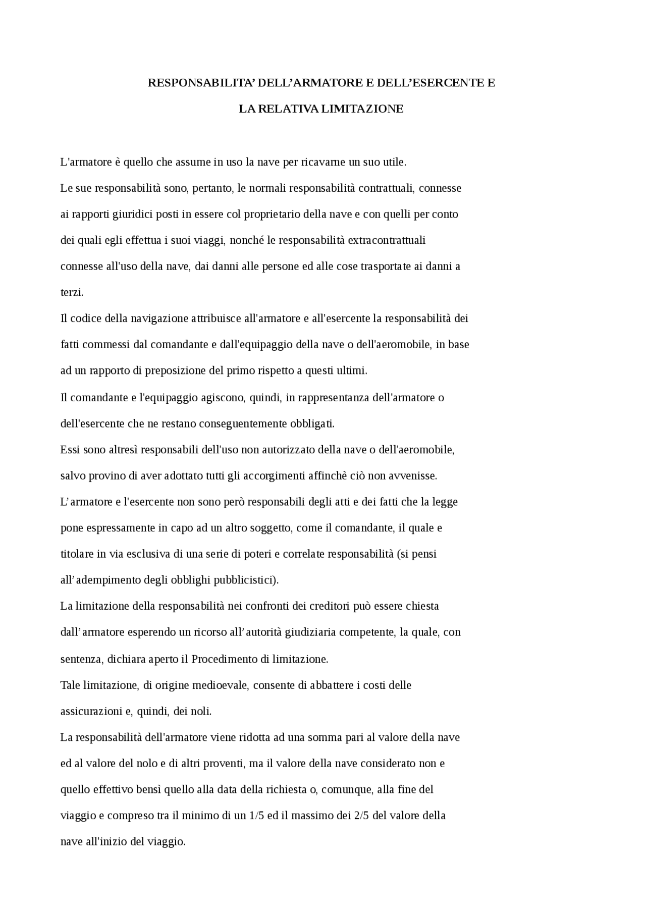 Riassunti Diritto Della Navigazione Majello Docsity