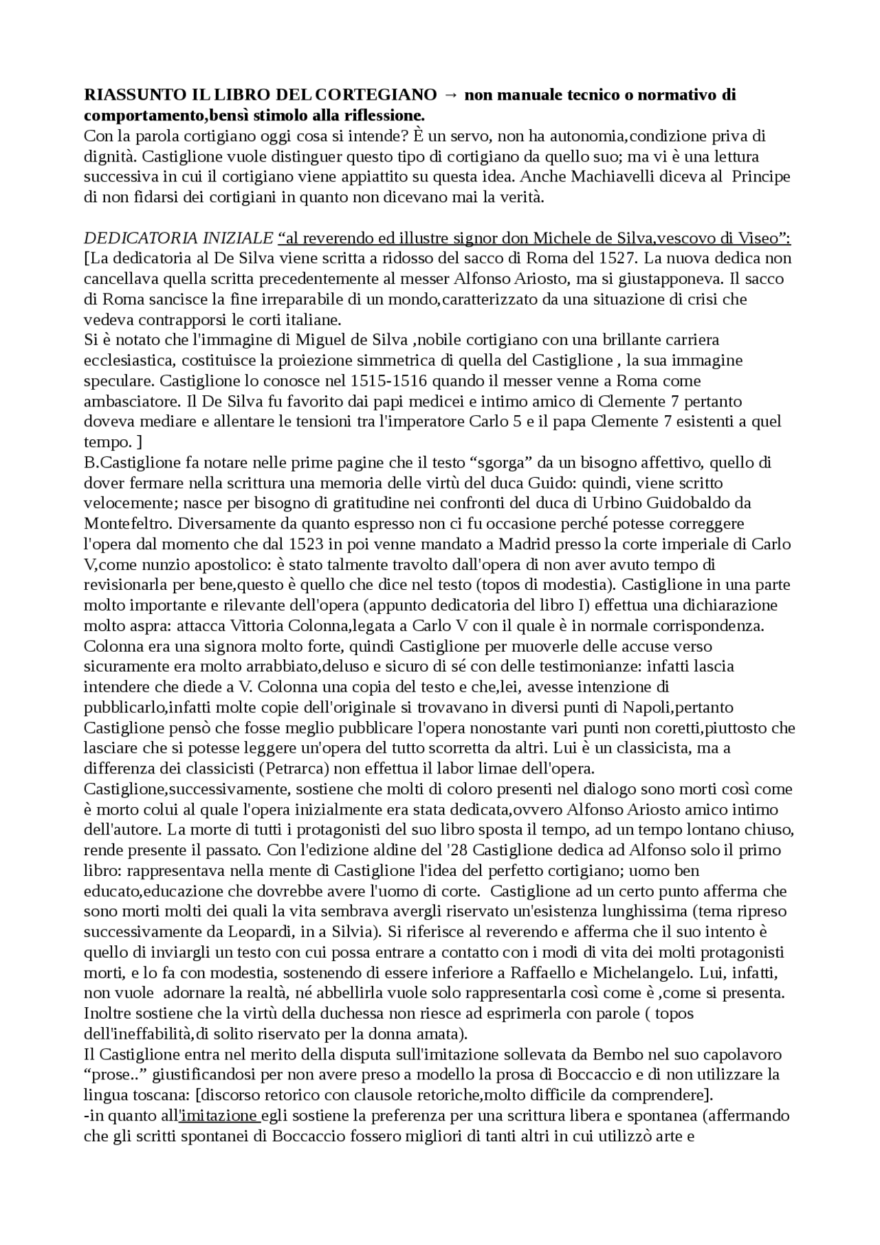 Riassunto Del Libro Il Libro Del Cortegiano Di Castiglione Sintesi