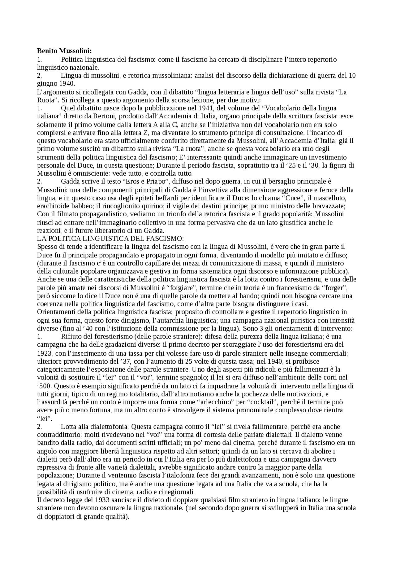 Appunti Mussolini Modulo B Docsity
