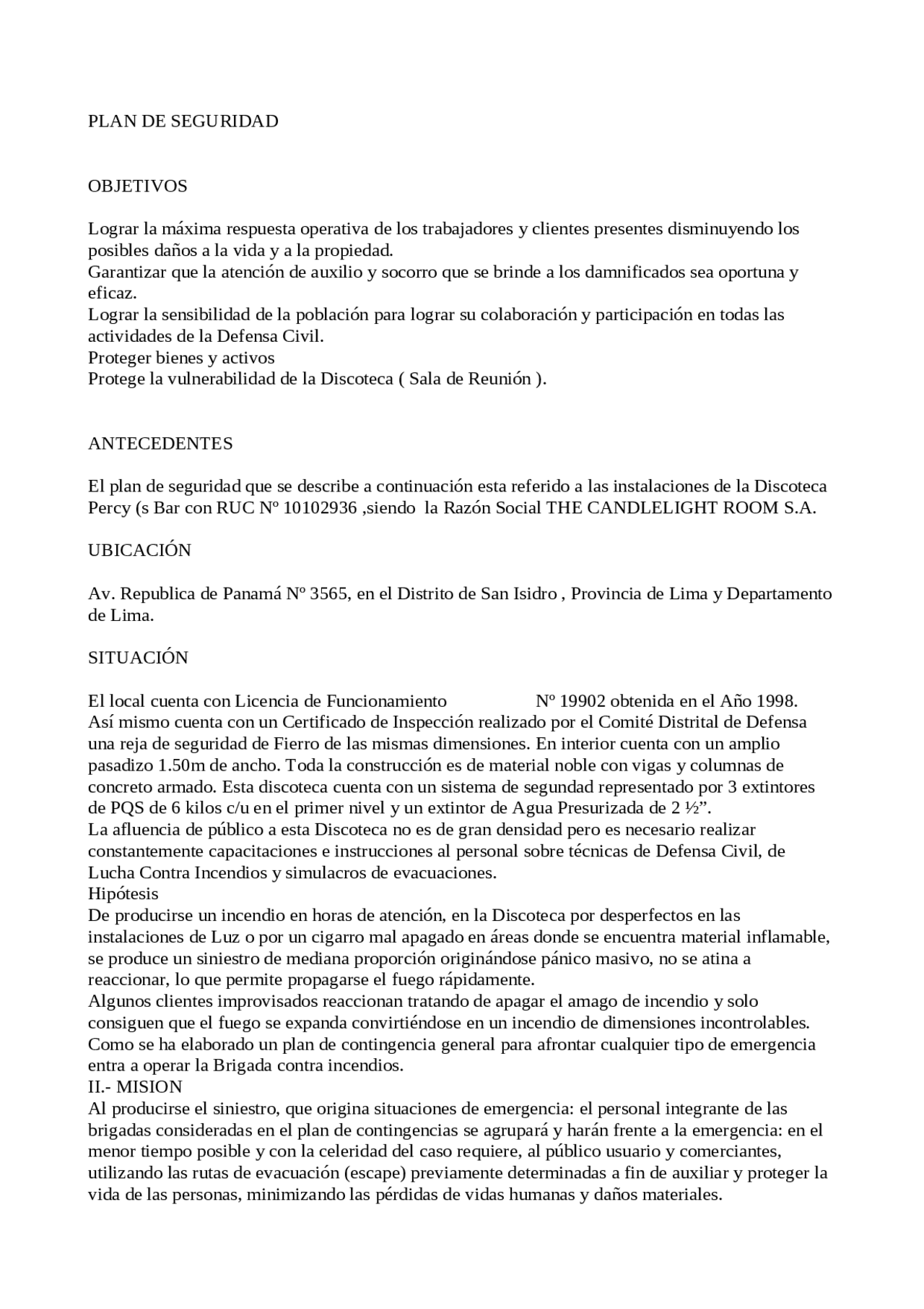 PLAN DE CONTINGENCIA - Docsity