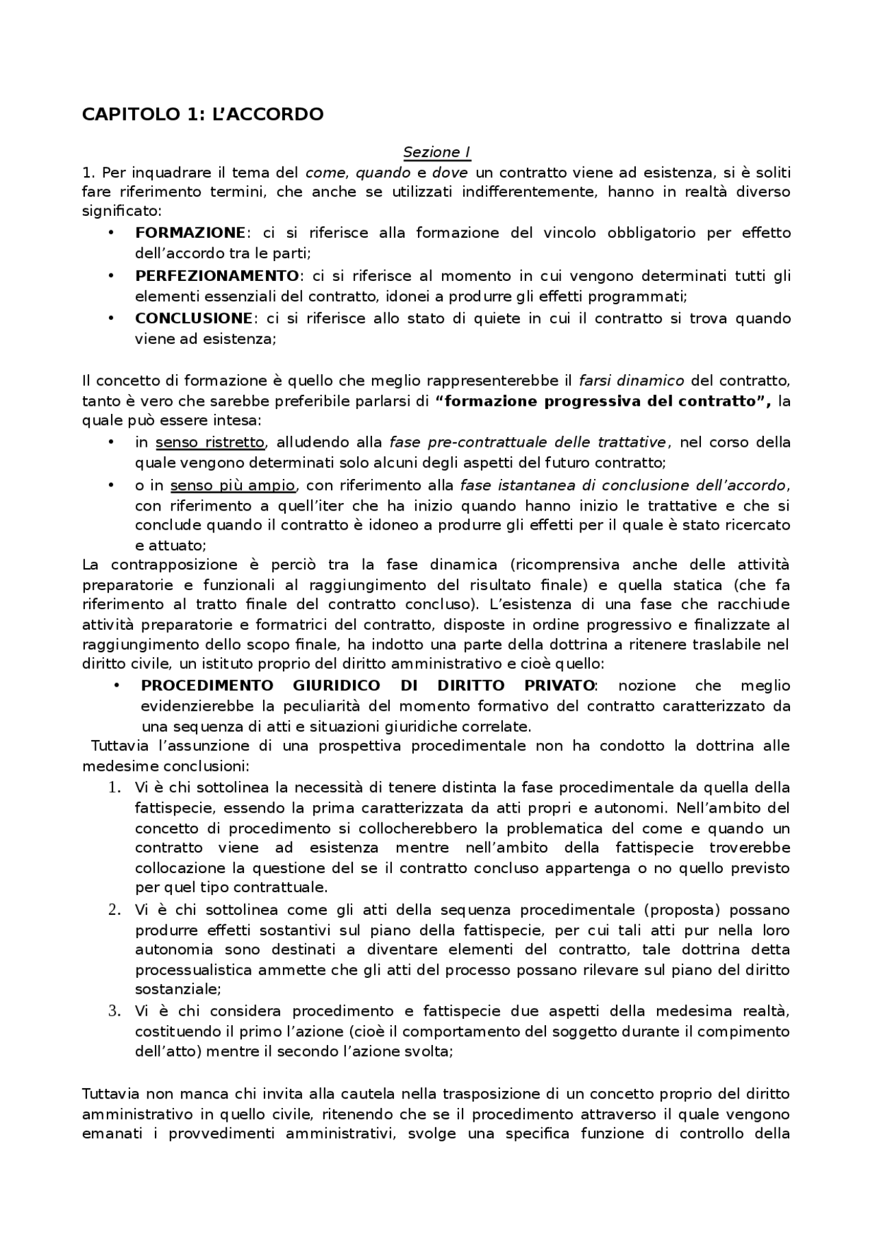 "LA CONCLUSIONE DEL CONTRATTO" - Docsity