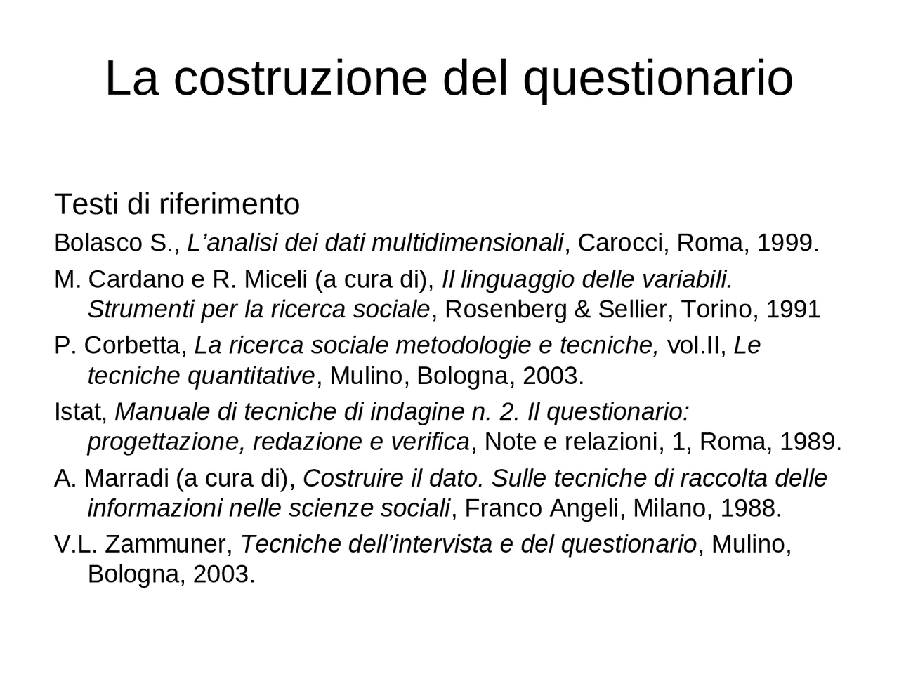 Tecnica Del Questionario Docsity