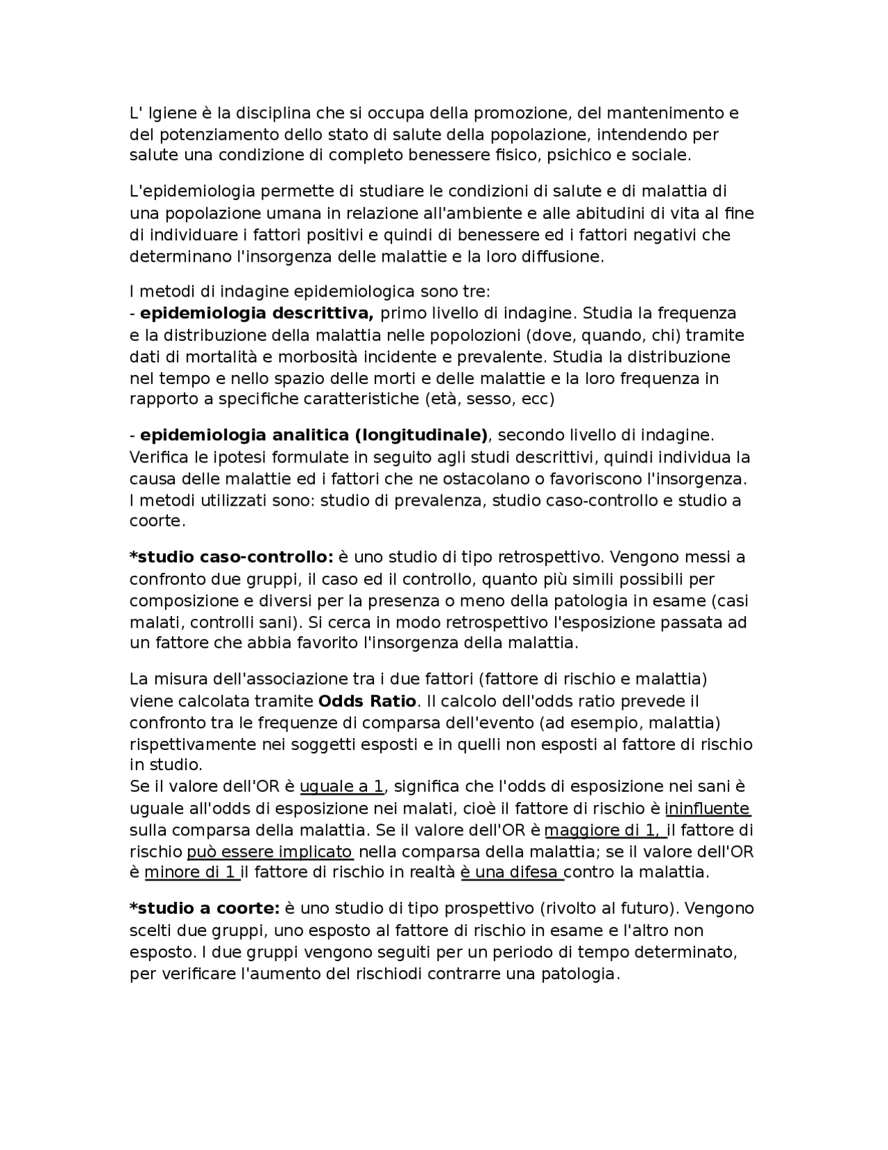 Igiene Ed Epidemiologia Docsity