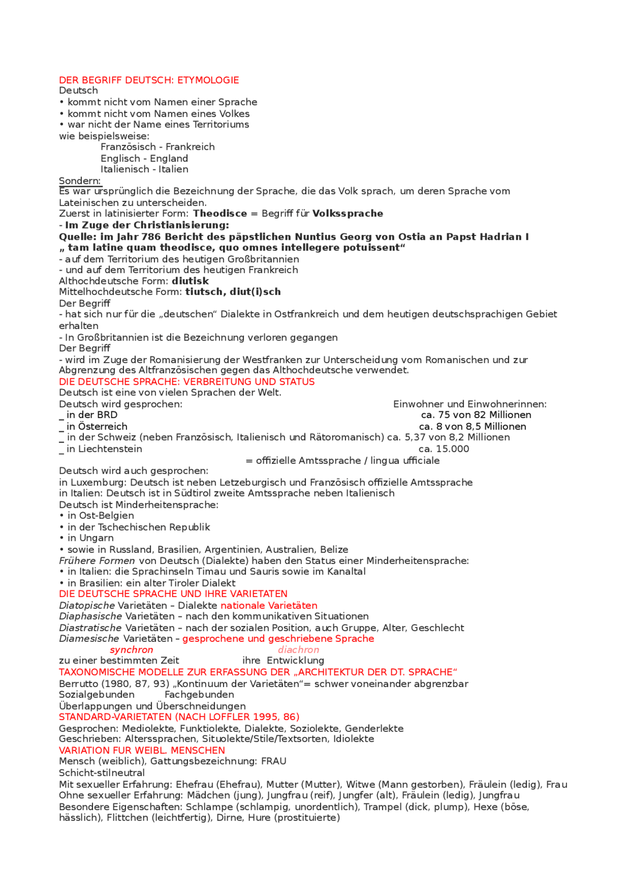 Die Deutsche Sprache Docsity