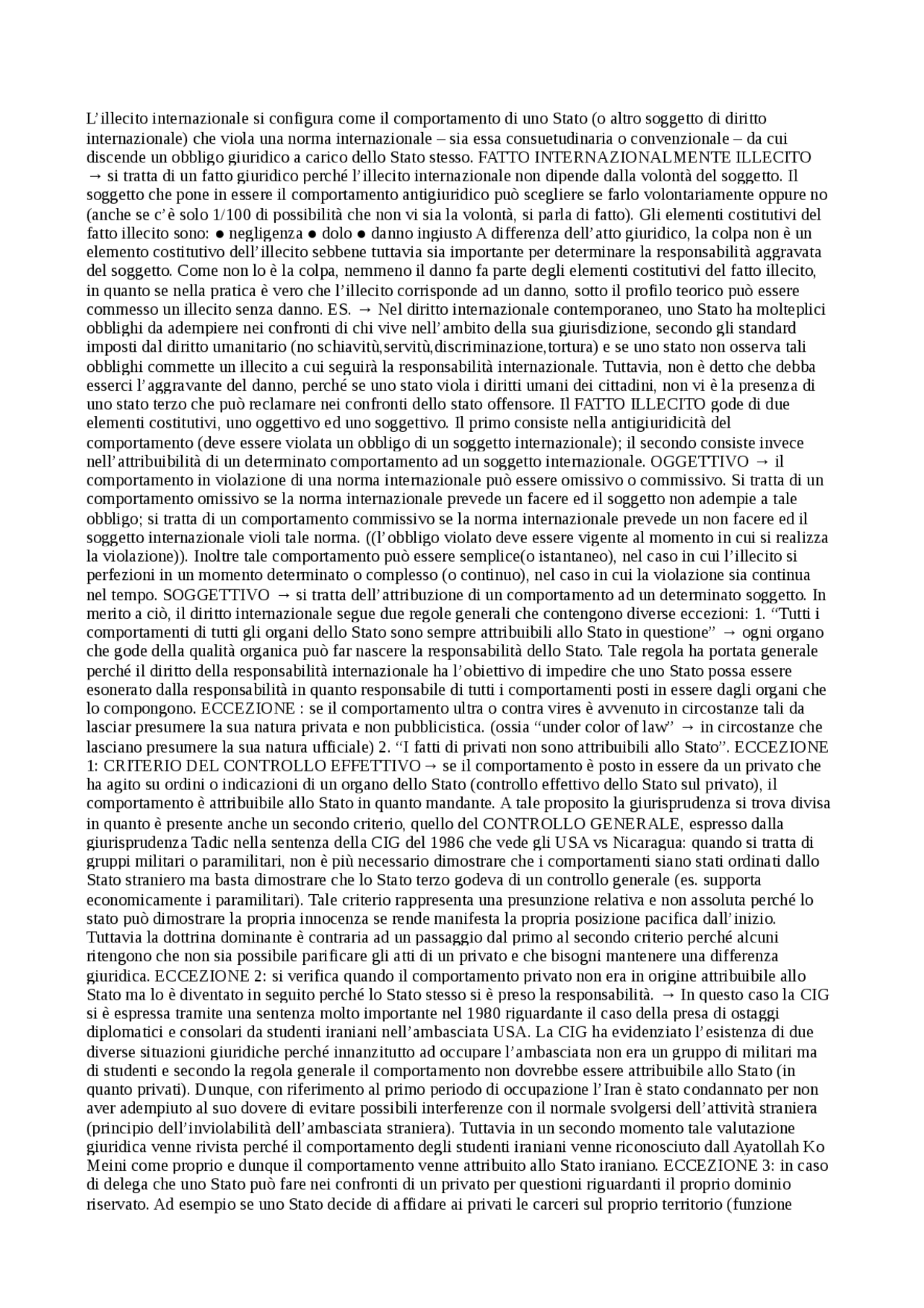 Domande frequenti esame di diritto internazionale - Docsity