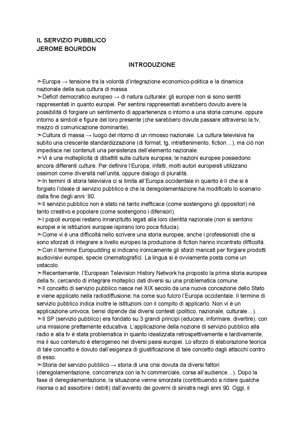 Riassunto Il Servizio Pubblico Docsity