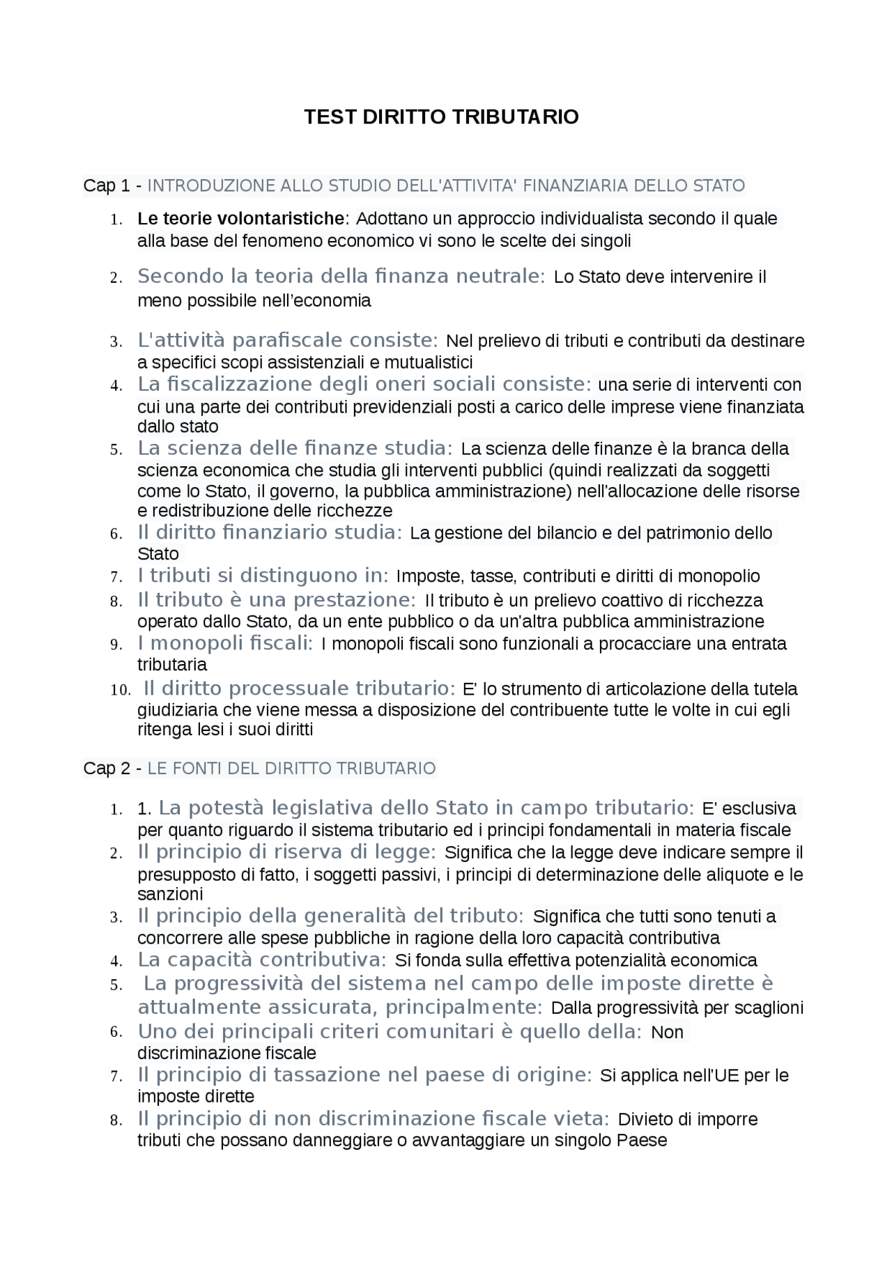 Diritto Tributario Doc Docsity