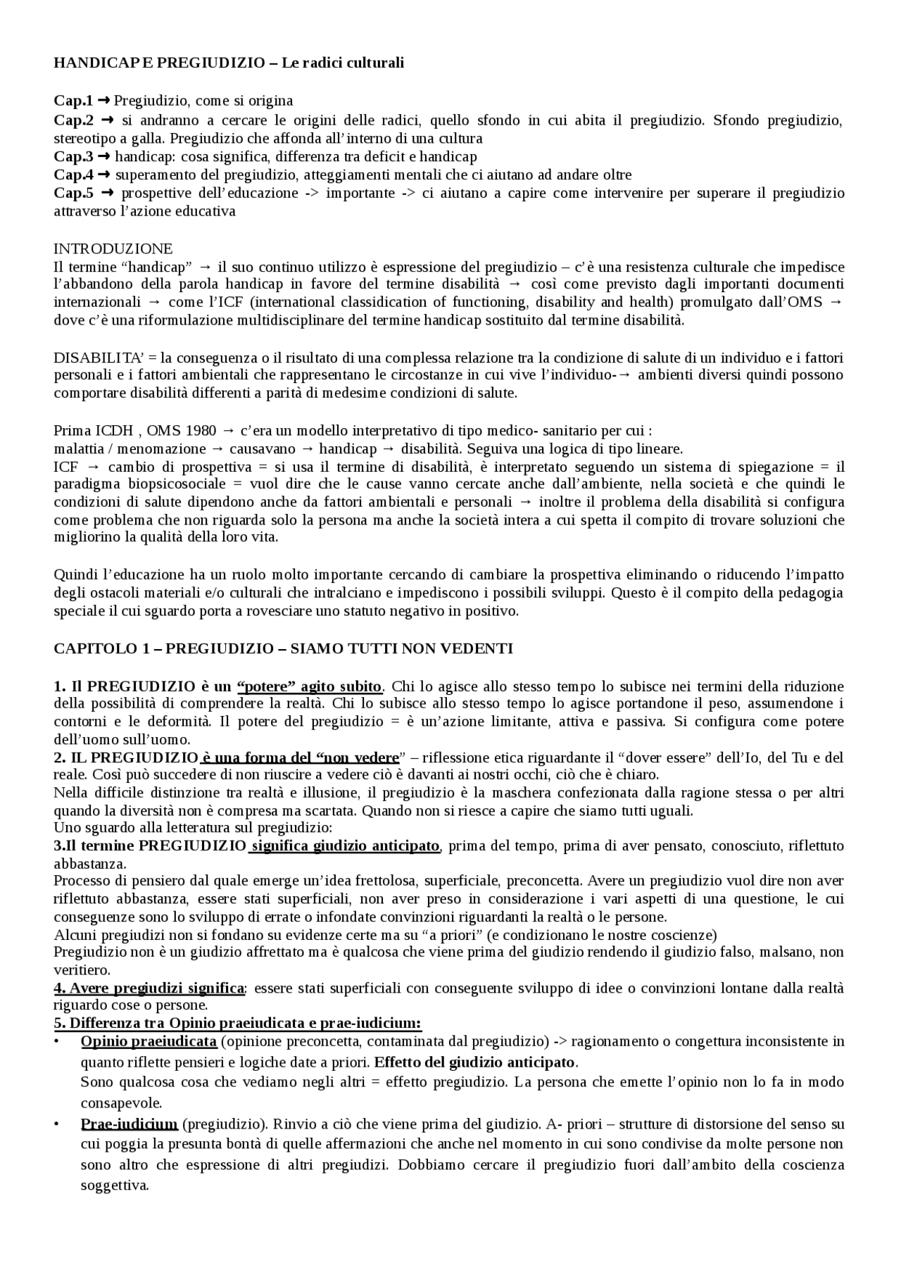 Handicap E Pregiudizio Docsity