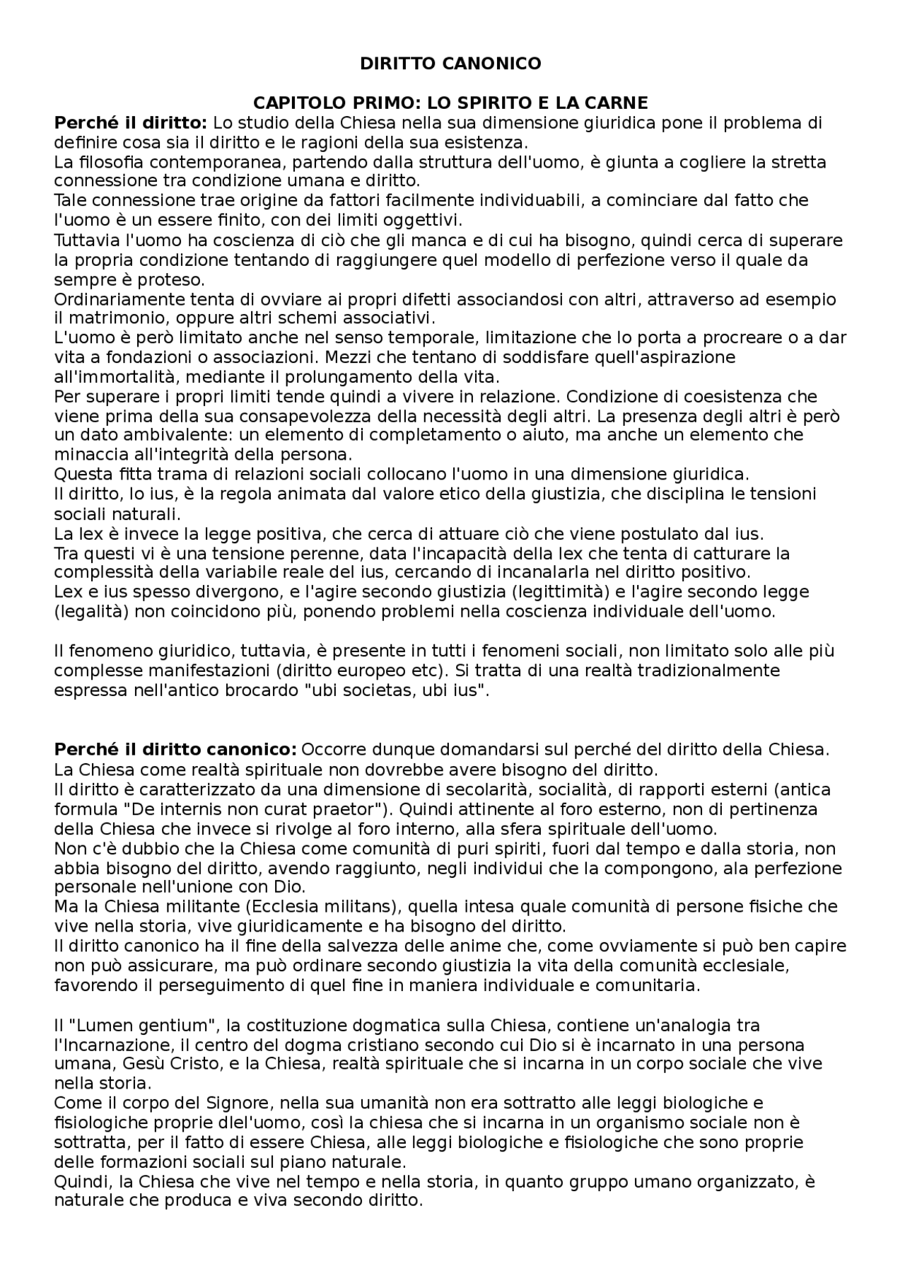 Diritto Canonico Prof Milano Docsity