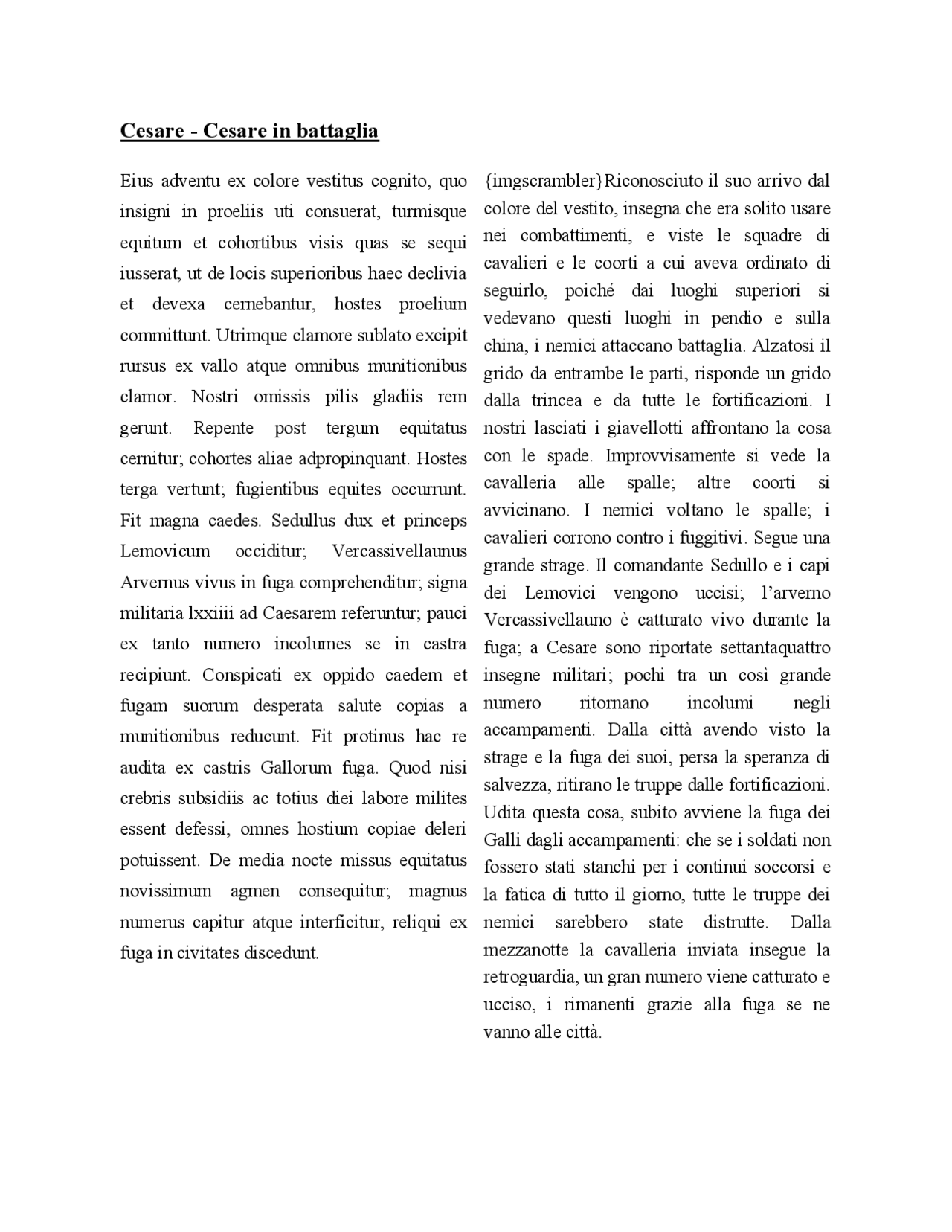 Cesare Cesare In Battaglia Docsity