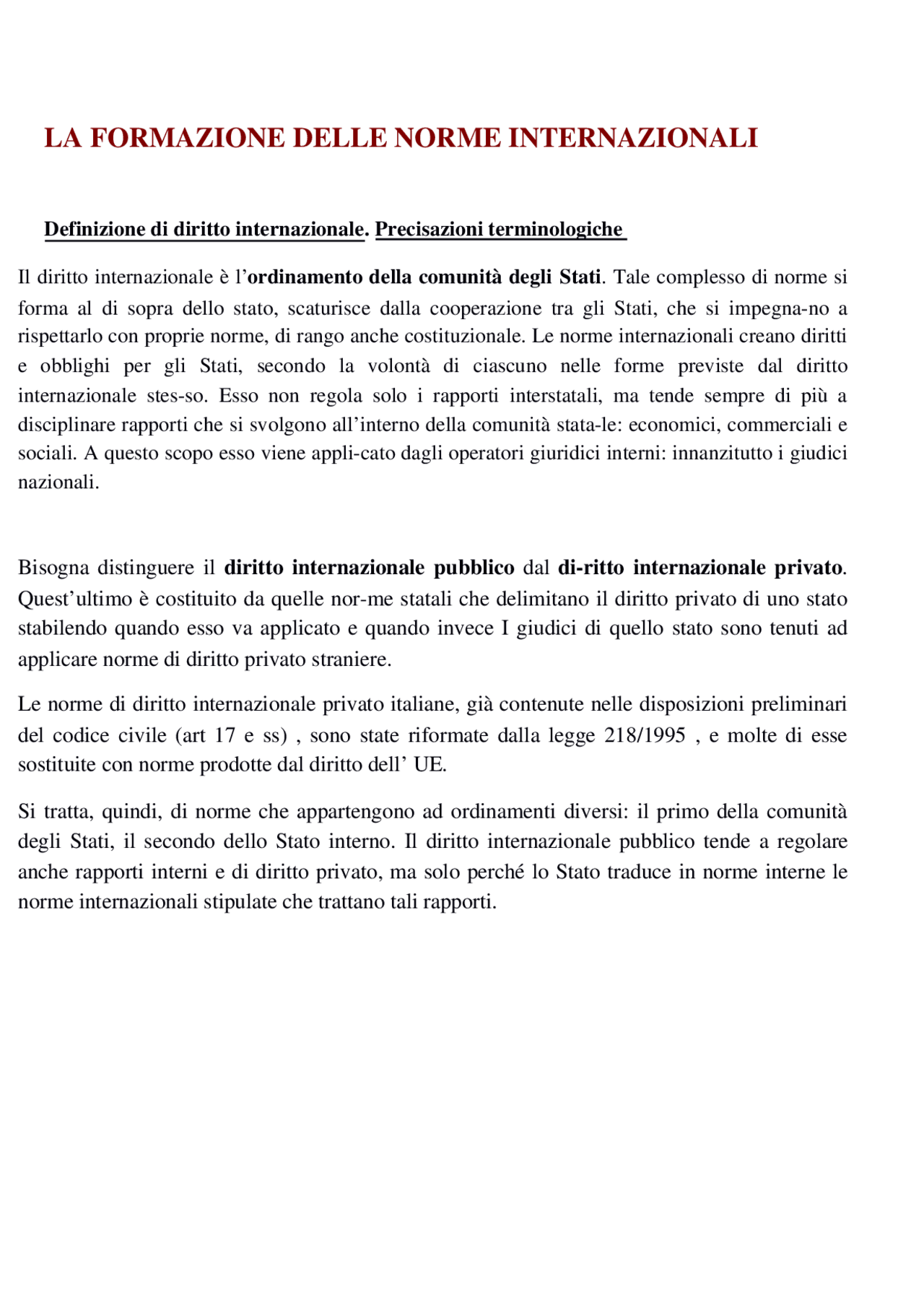Diritto internazionale - Docsity