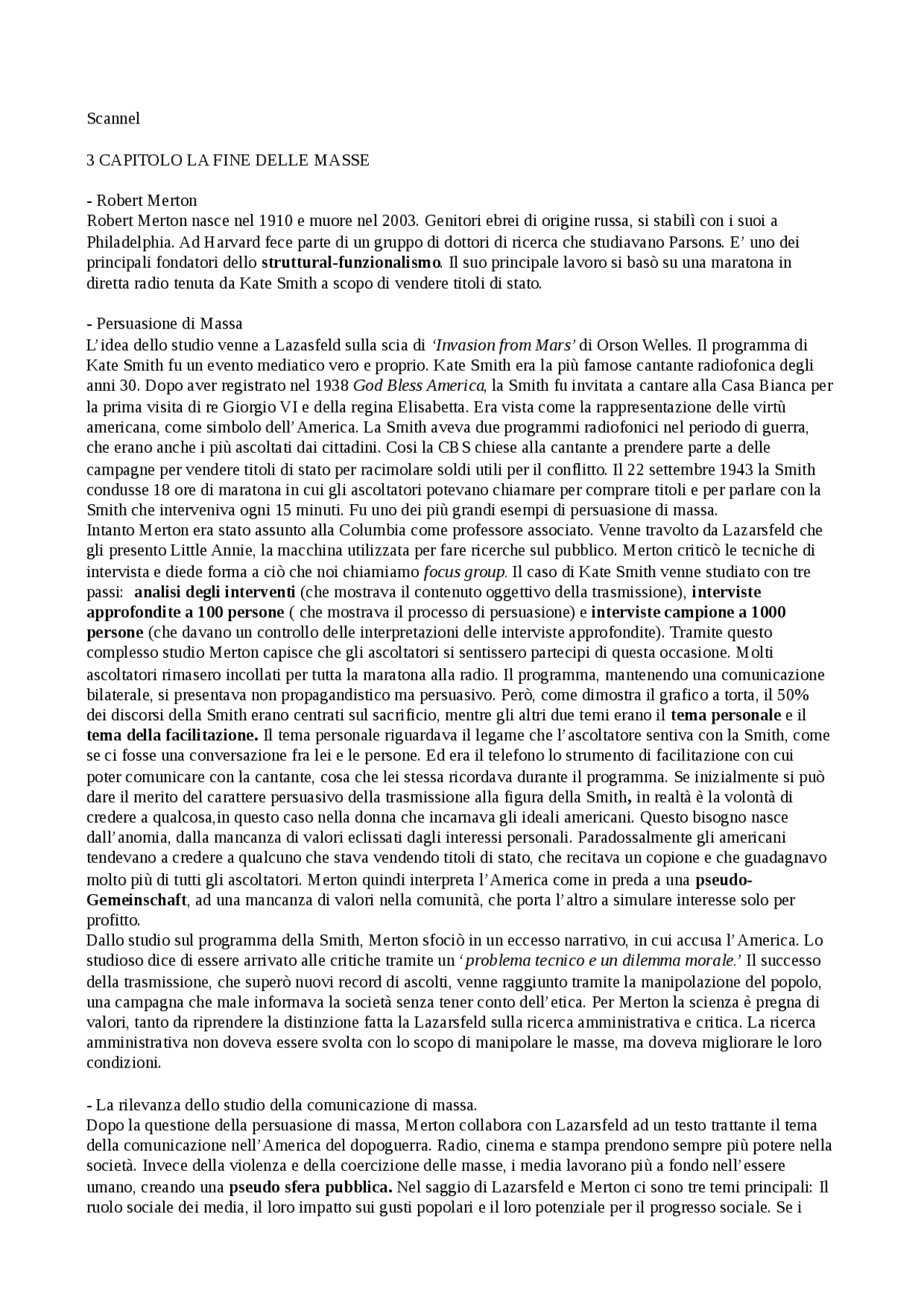 Scannel Riassunti Del Libro Docsity