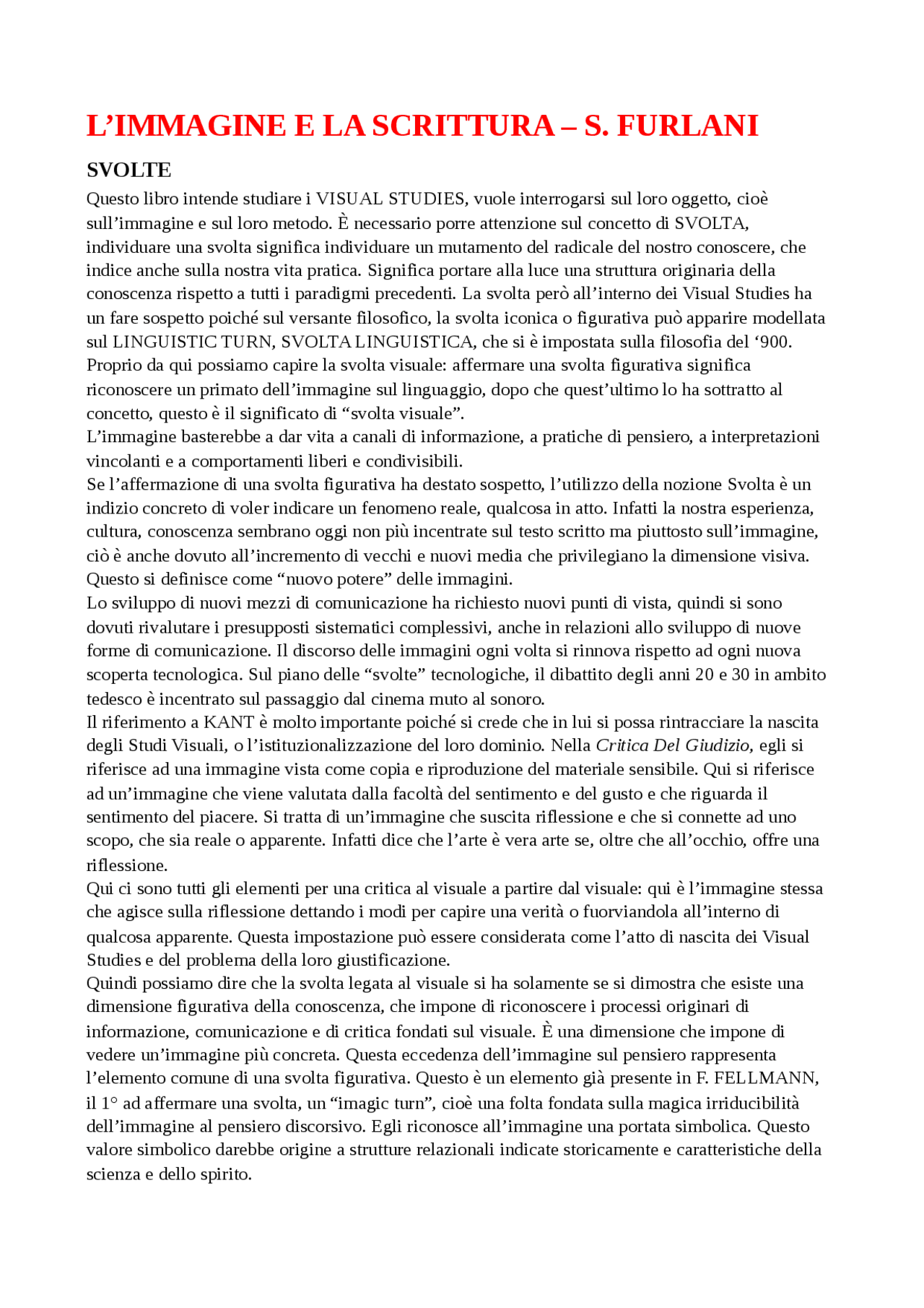 Limmagine E La Scrittura Docsity