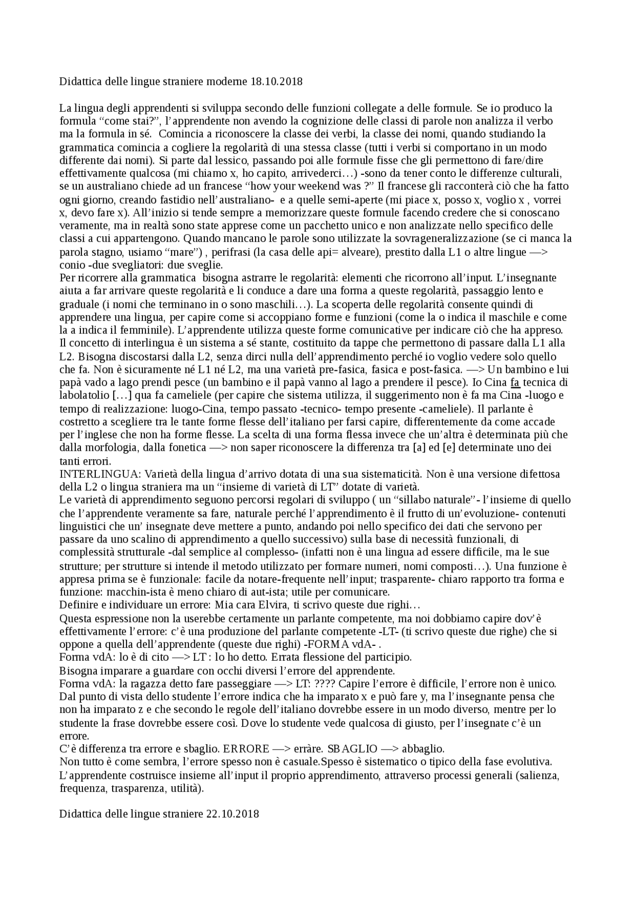 Didattica Delle Lingue Straniere Moderne Docsity