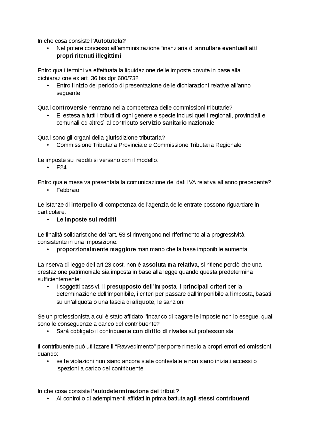 Diritto Tributario Doc Docsity
