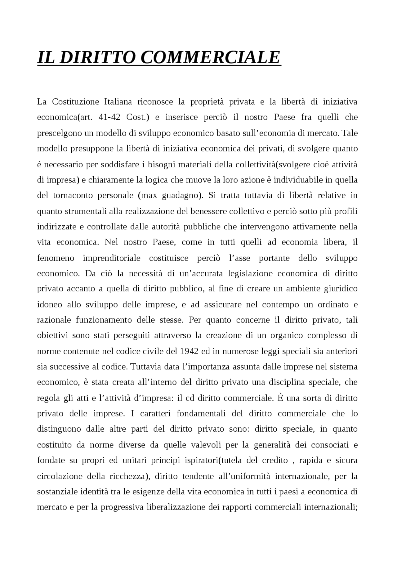 Diritto Commerciale Riassunti Docsity