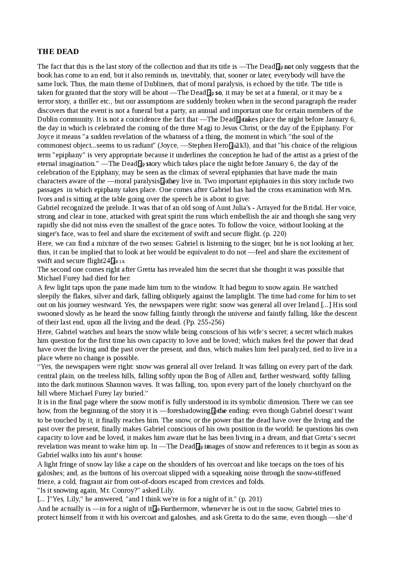 The Dead- James Joyce - Docsity