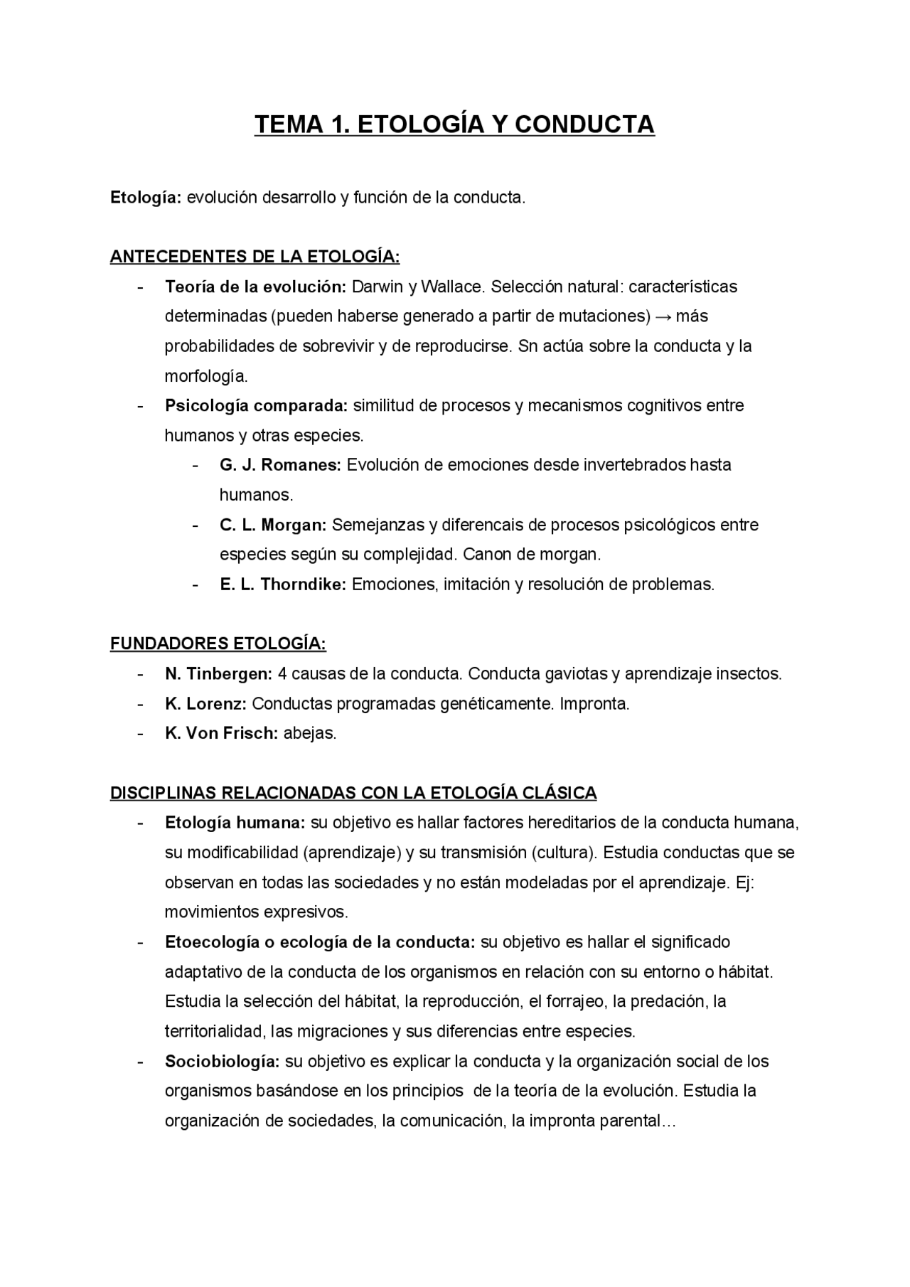 Bloc I - Etología y evolución | Resúmenes de Etología | Docsity