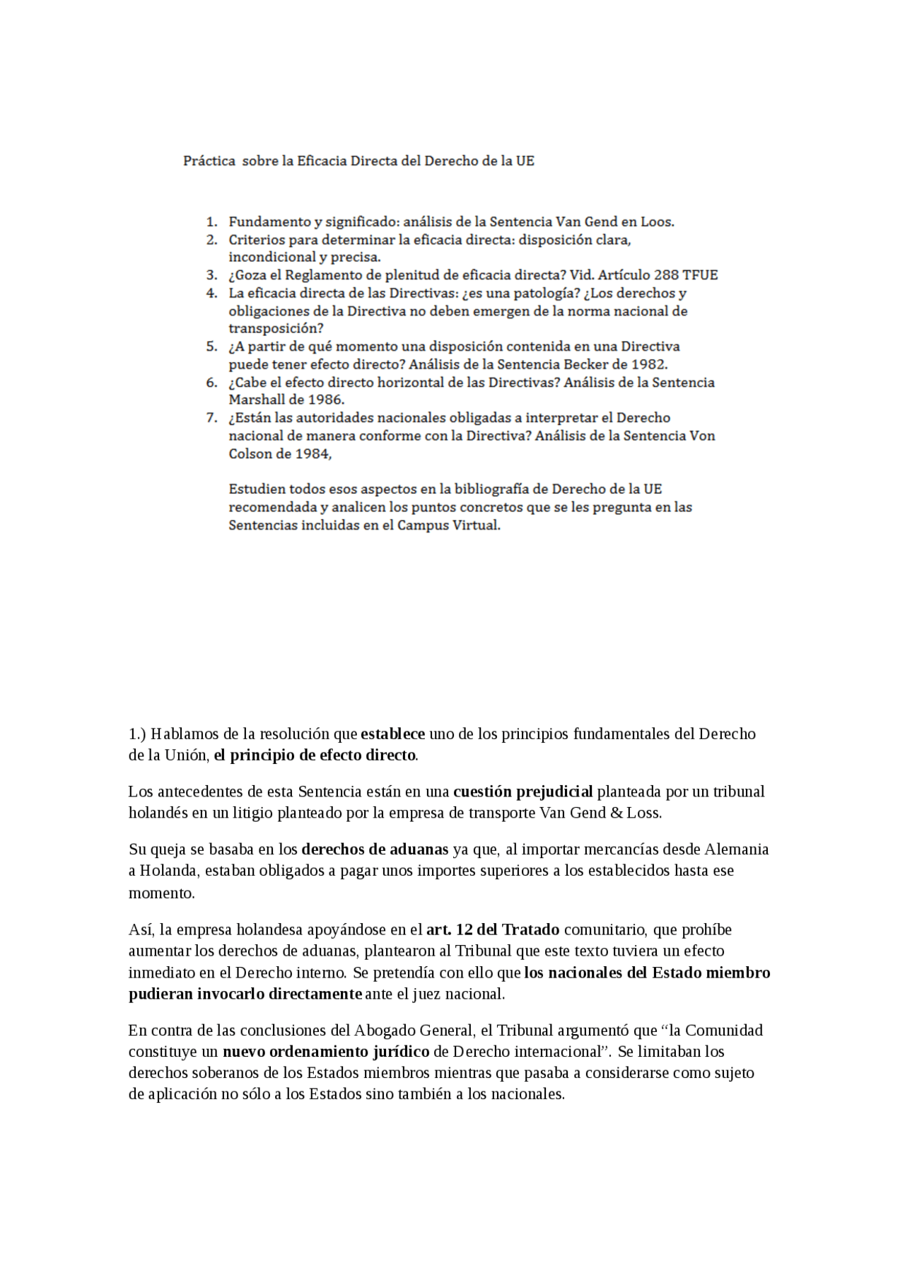 Practica Derecho Comunitario Hecha En Clase Ejercicios De Derecho