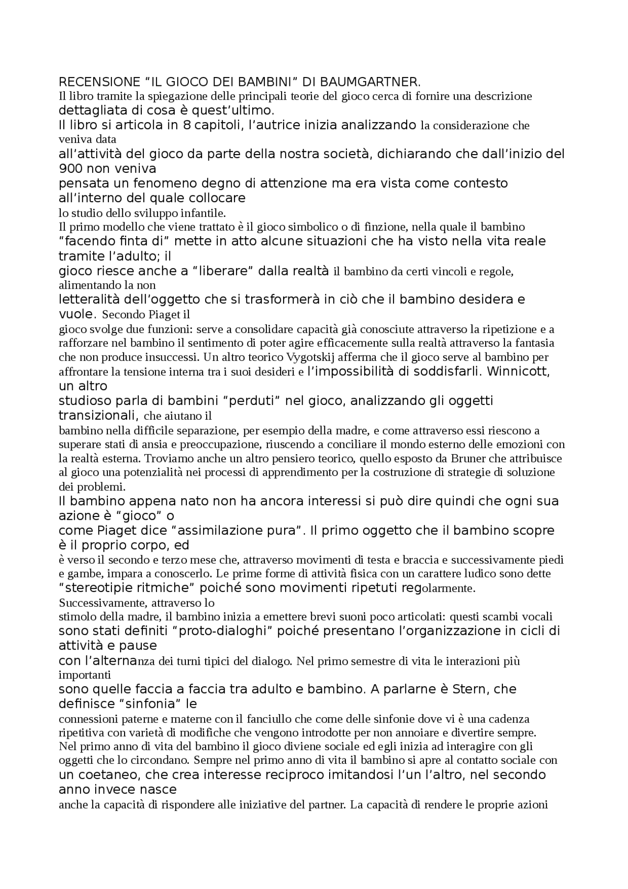 Il Gioco Dei Bambini Di Baumgartner Docsity
