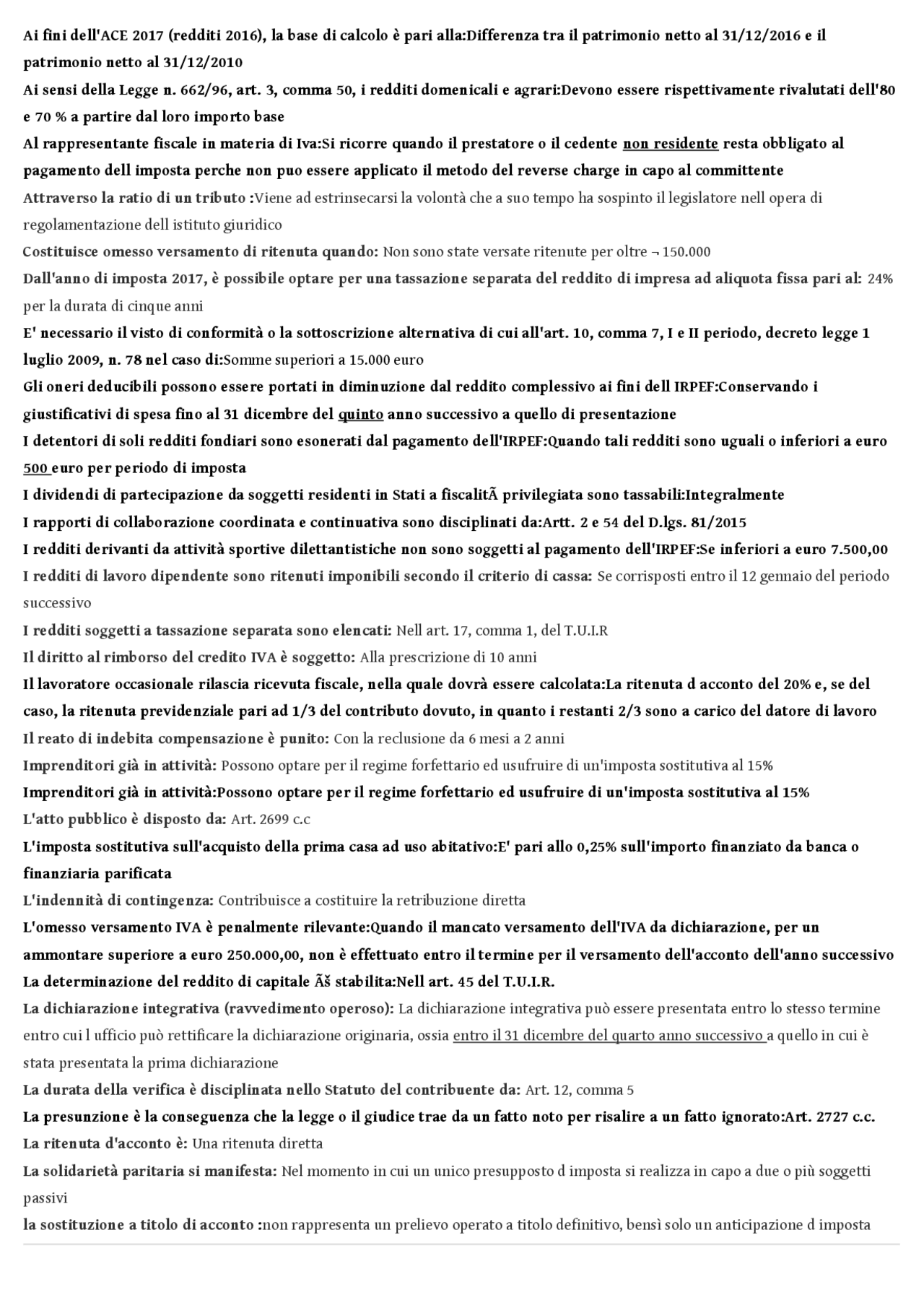 Diritto Tributario Test Per Esame Prove Desame Di Diritto Tributario