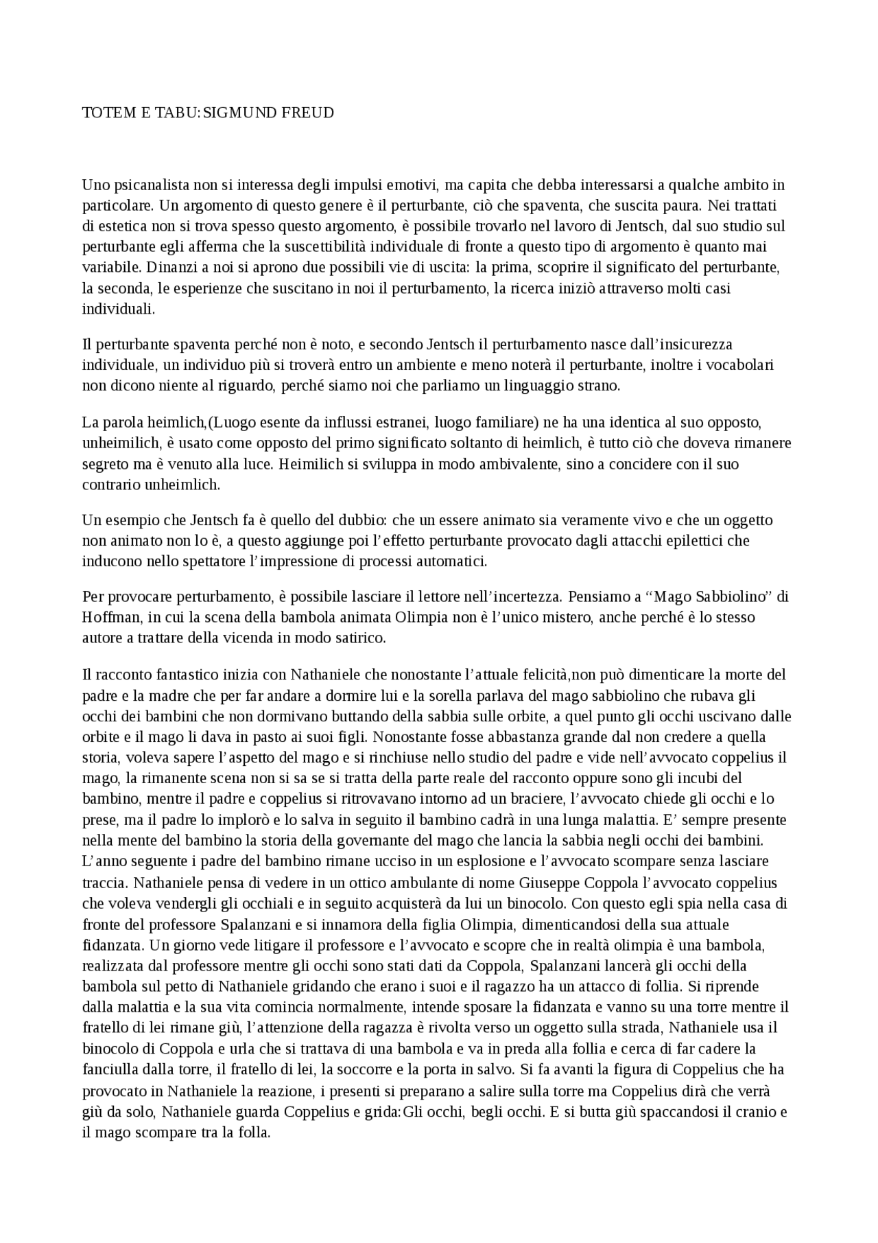Totem E Tabù Di Freud Docsity
