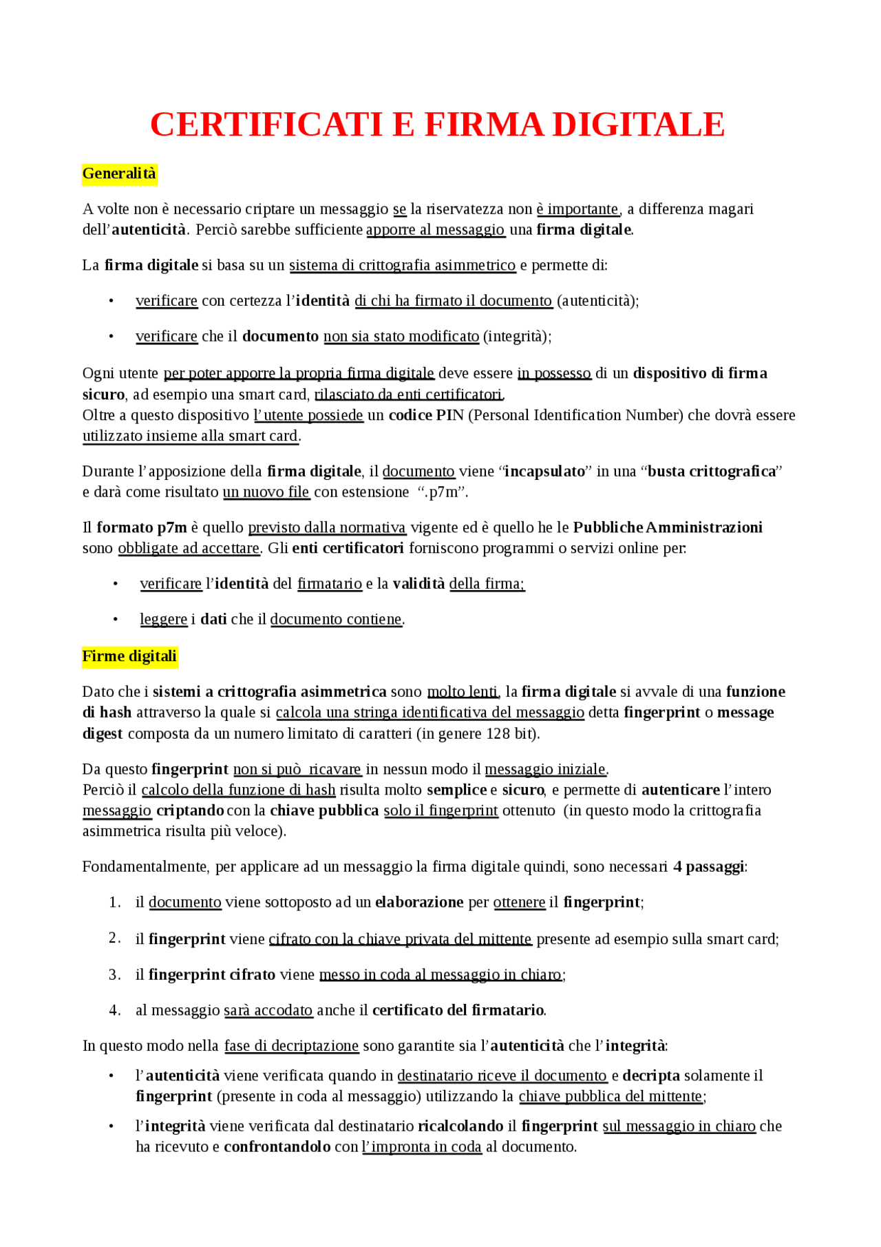 Certificati e firma digitale - Docsity