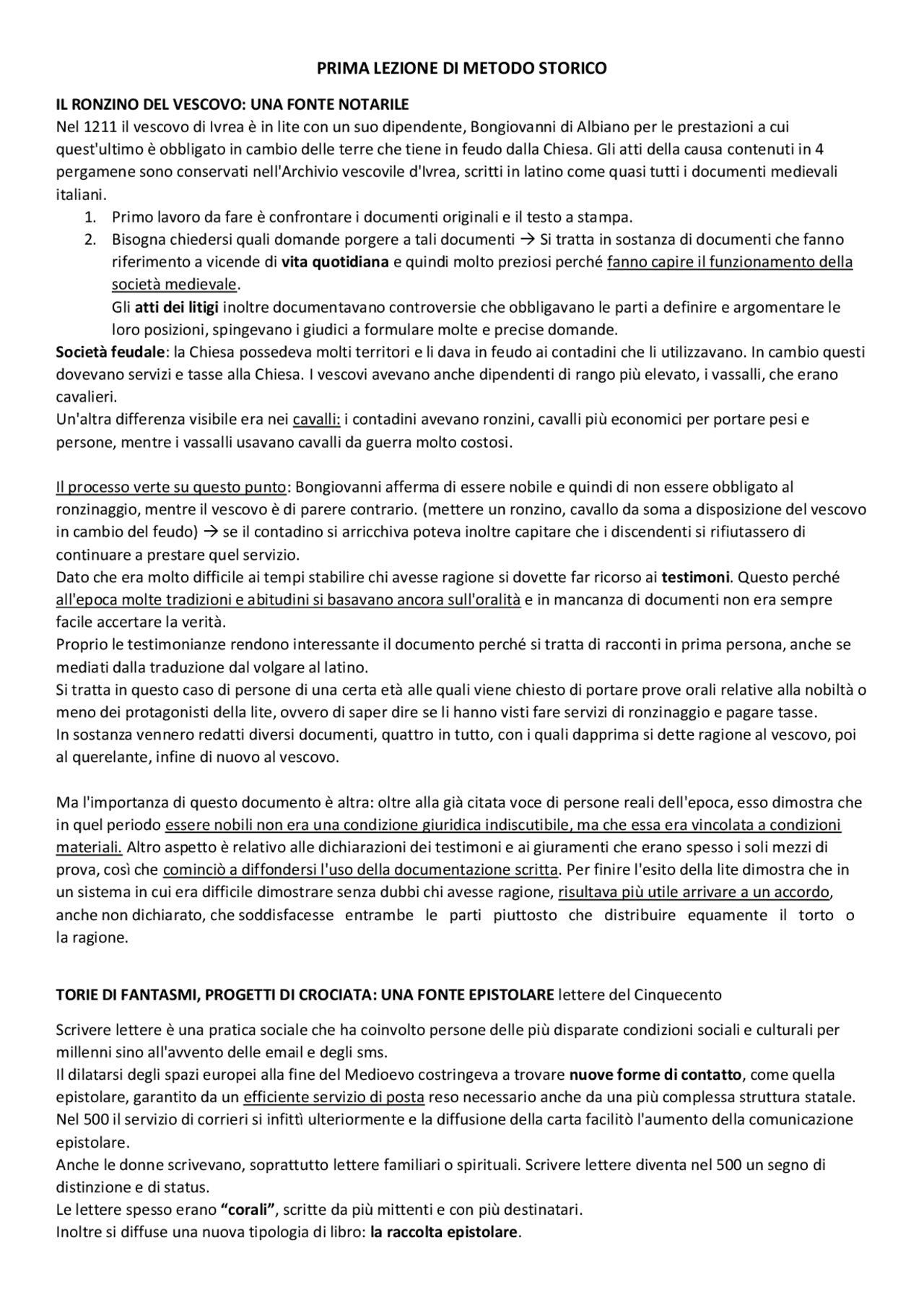 Prima Lezione Di Metodo Storico Di S Luzzatto Docsity