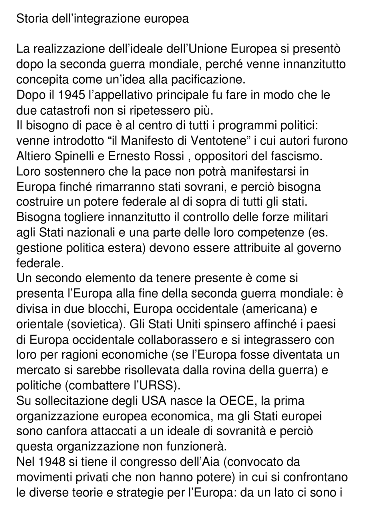 Storia Dellintegrazione Europea Leonardo Rapone Docsity