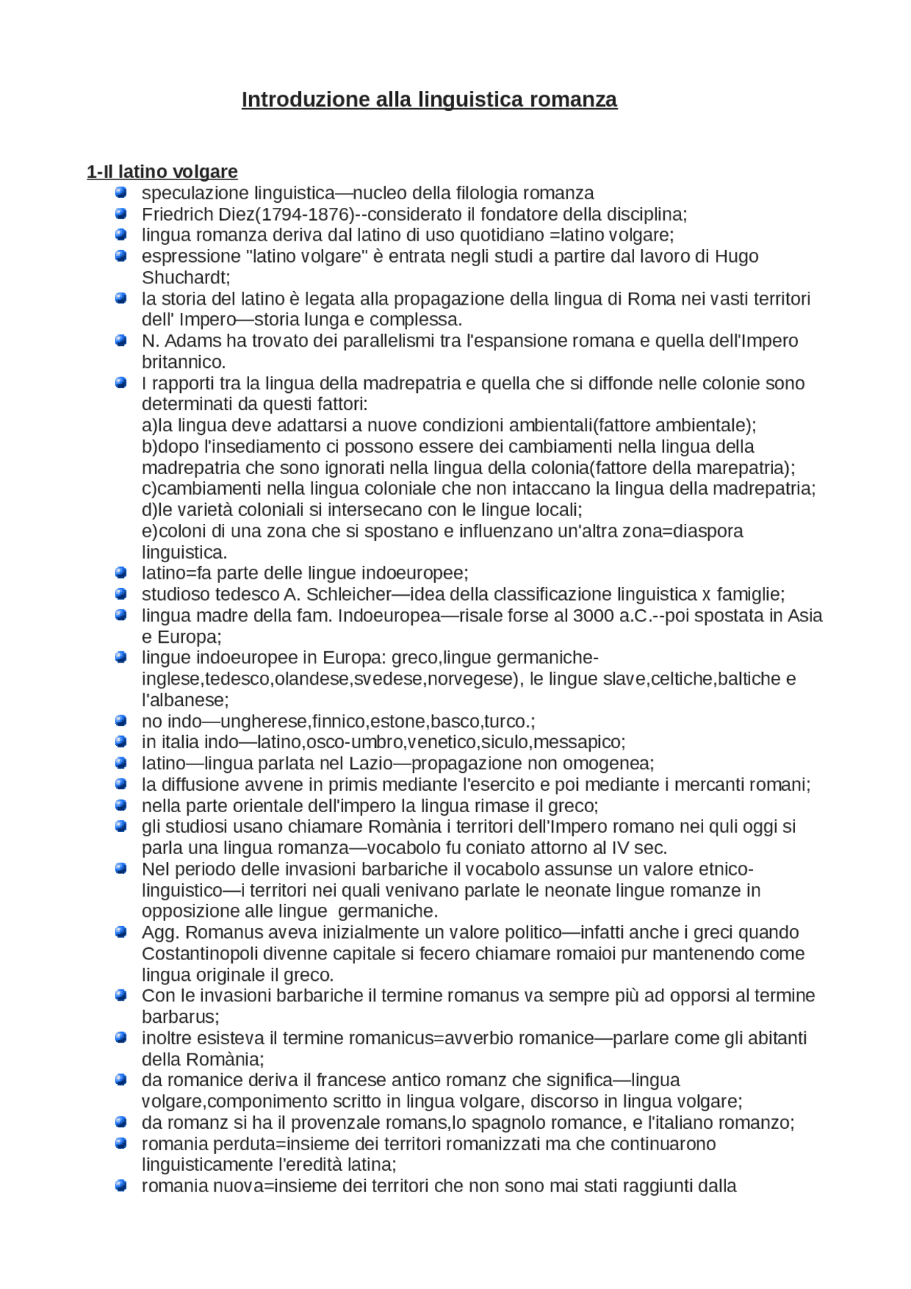 Introduzione Alla Linguistica Romanza Docsity