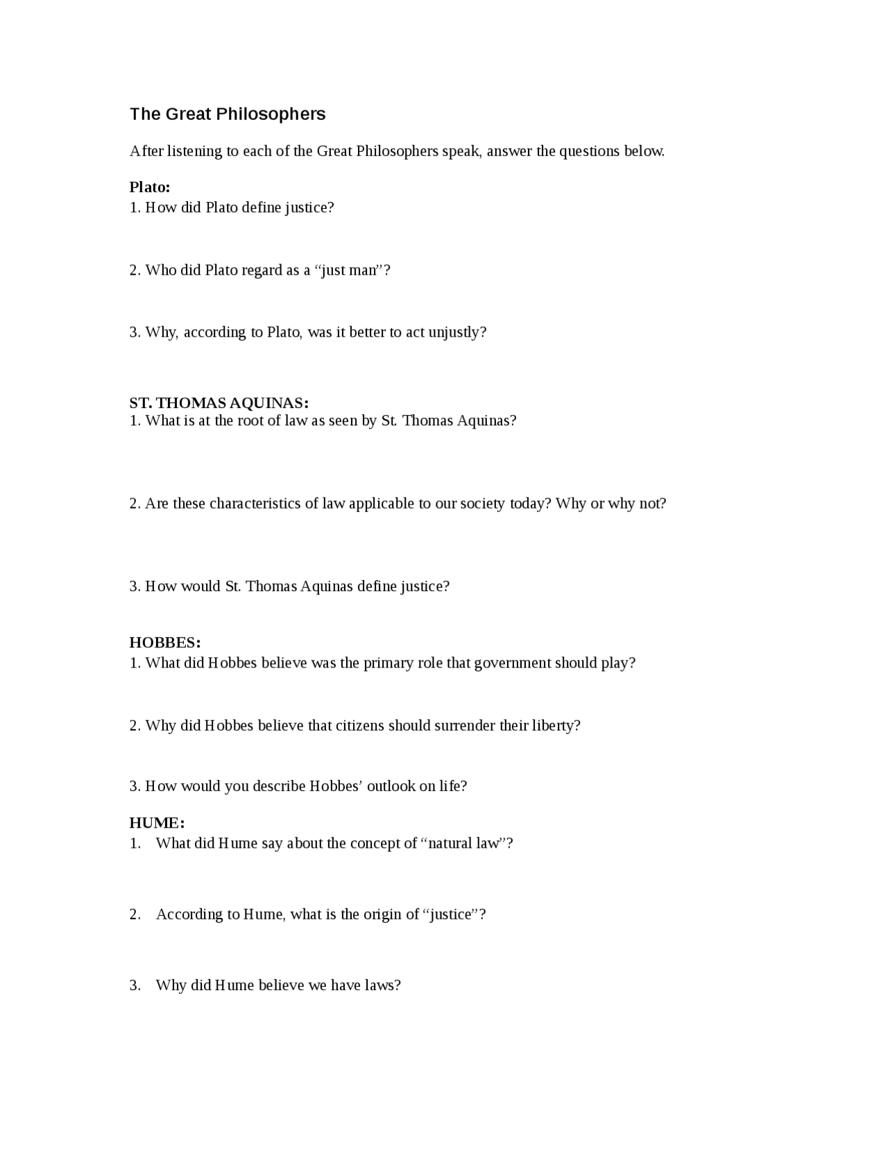 Great philosophers practice questions - Docsity