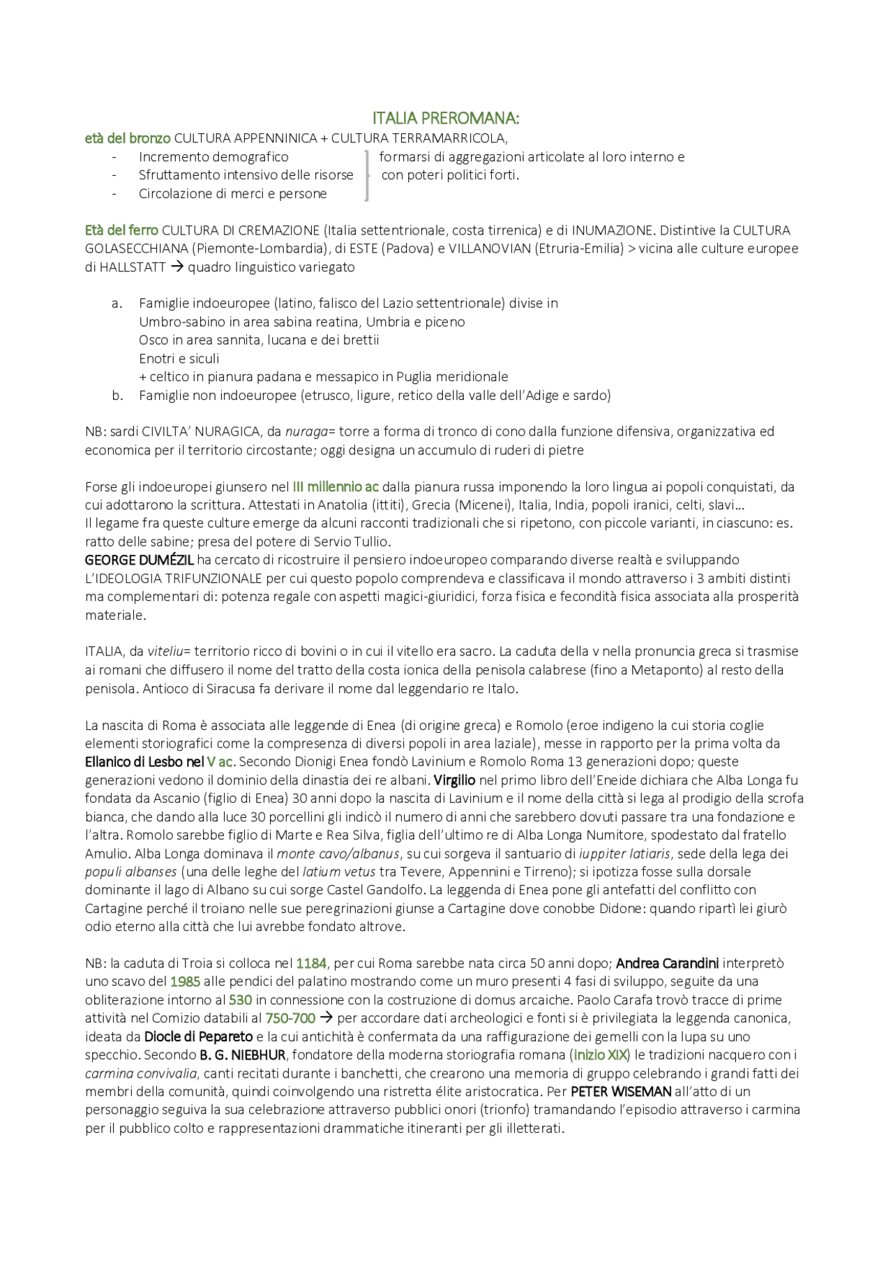Storia Romana Fonti Manuale Docsity