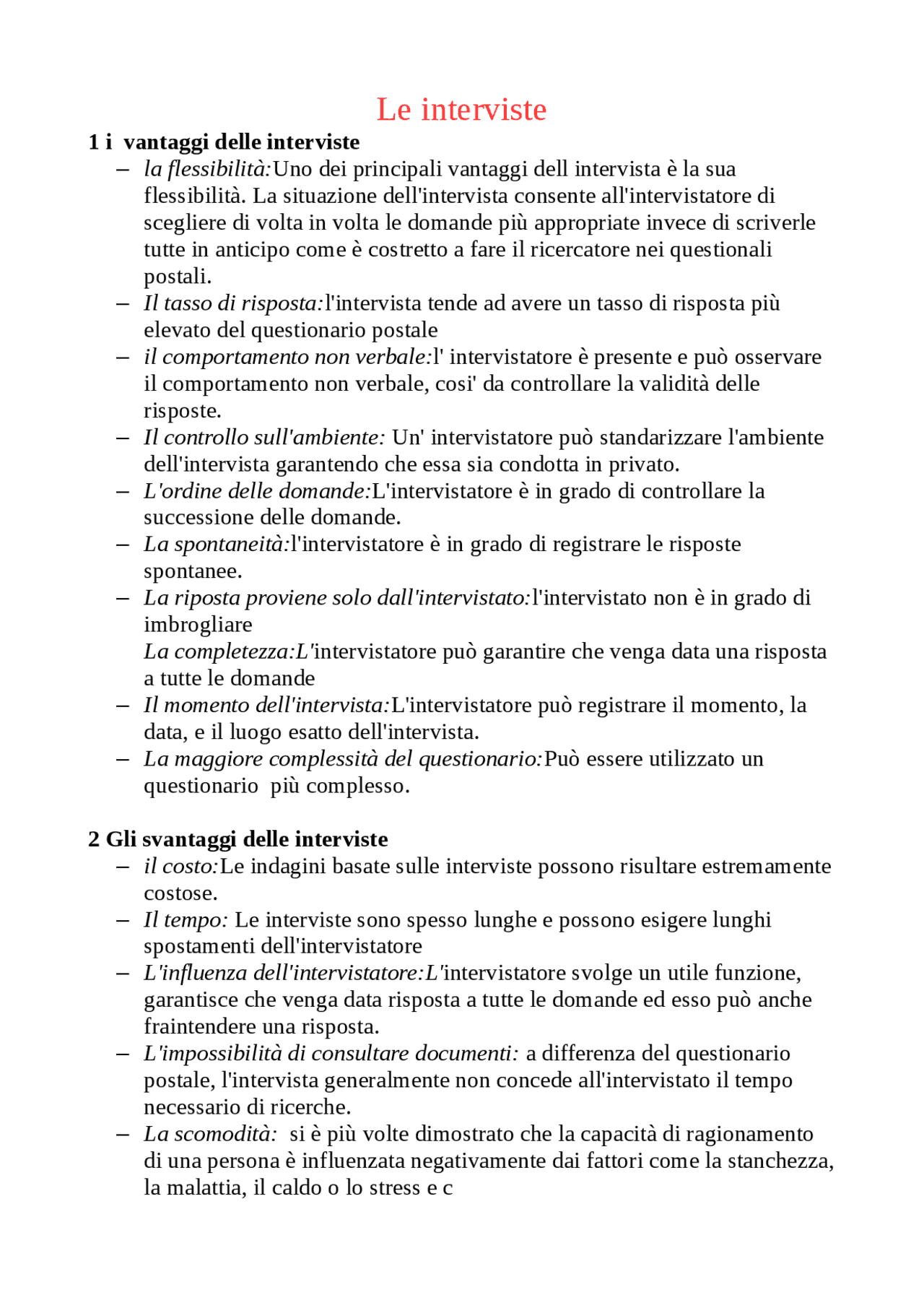 Le interviste: metodi e tecniche della ricerca sociale - Docsity