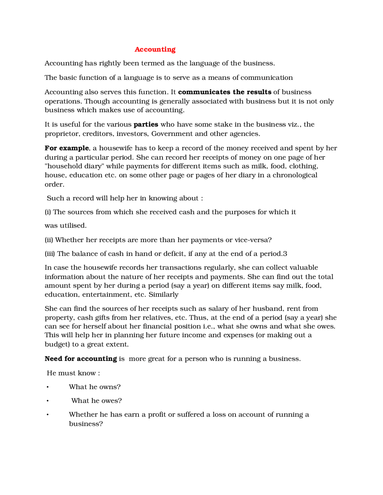 Basics of Accounting Bca Notes | Study notes Accounting | Docsity