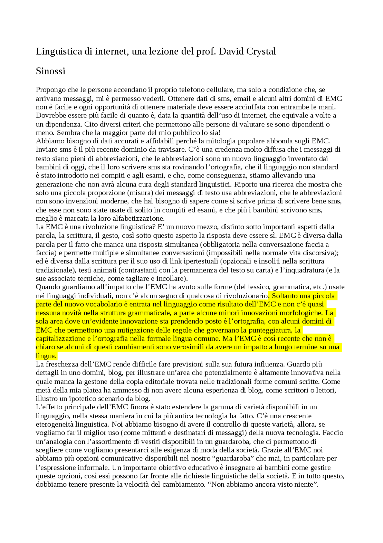 Linguistica Di Internet Riassunto Docsity