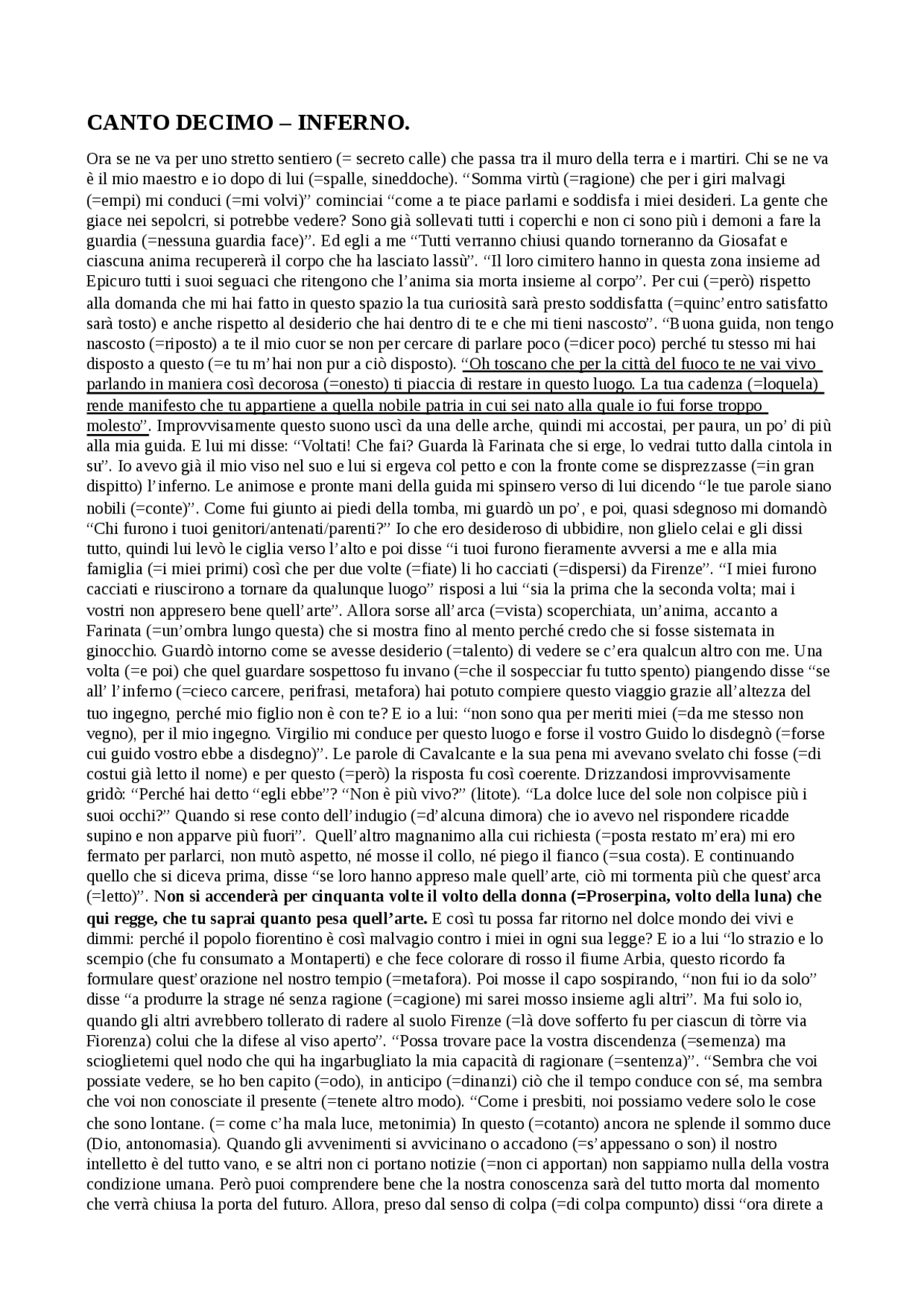 Parafrasi Canti Divina Commedia Docsity