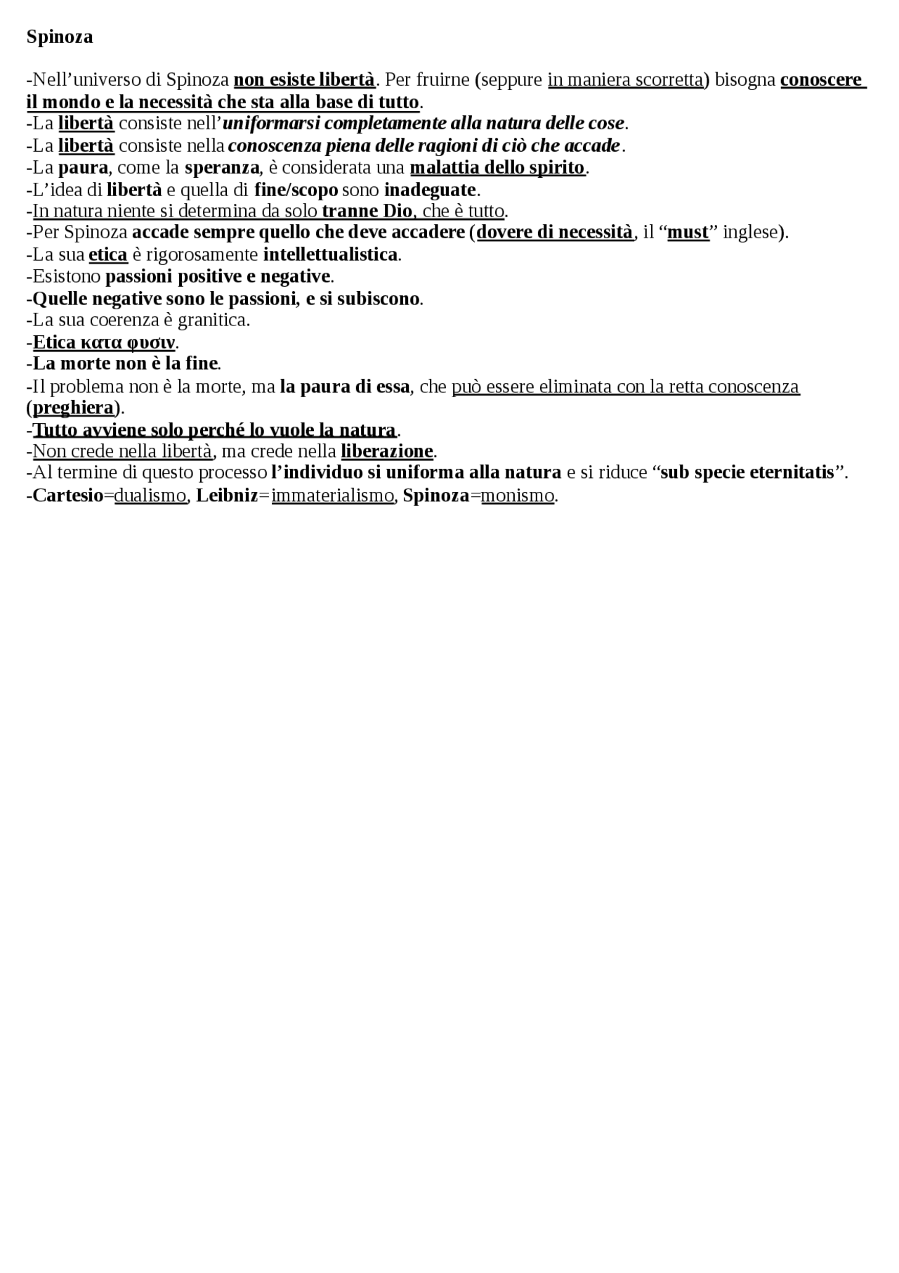 Spinoza Elementi Essenziali Docsity