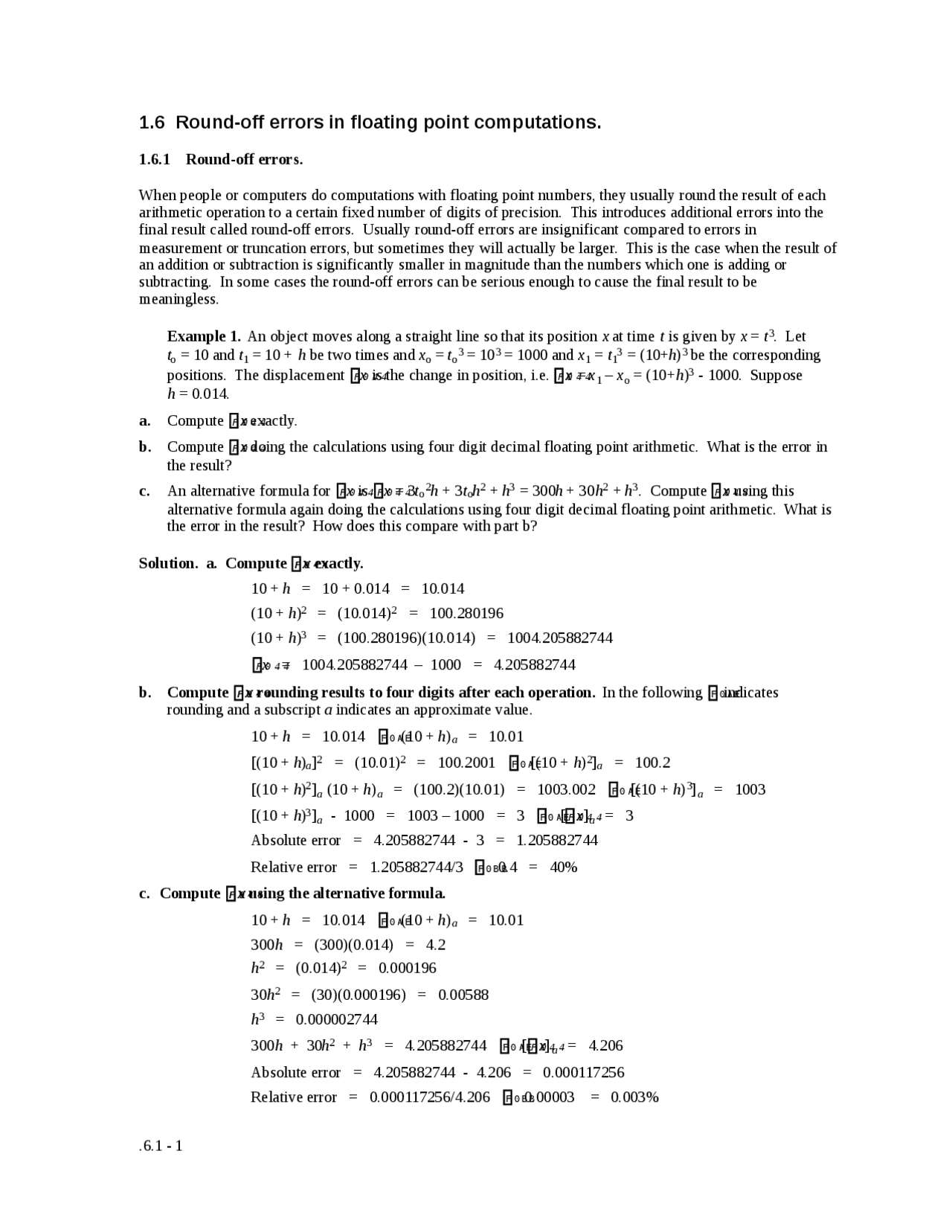 Numerical Find Round Of Errors Docsity
