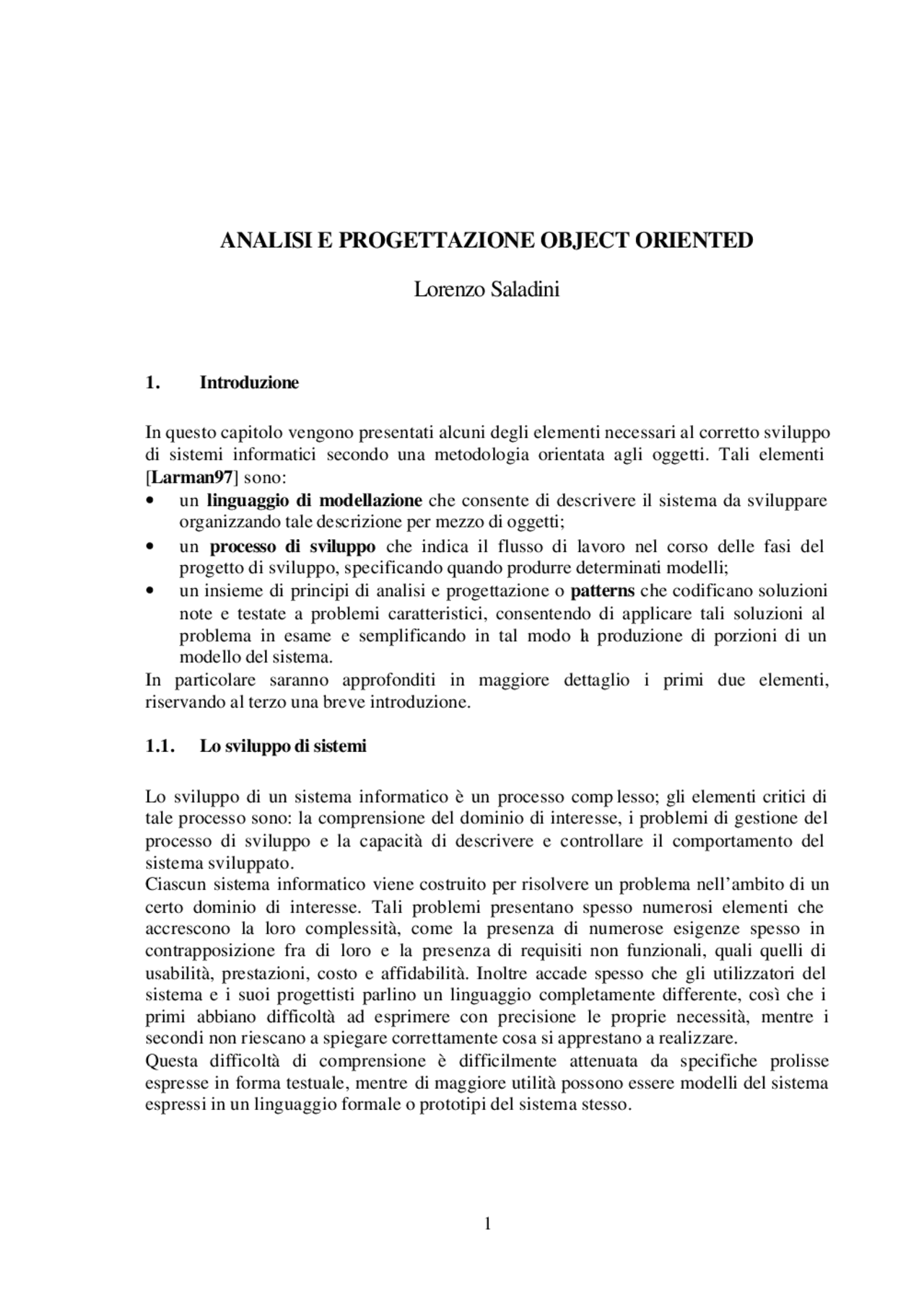Analisi E Progettazione Object Oriented Docsity