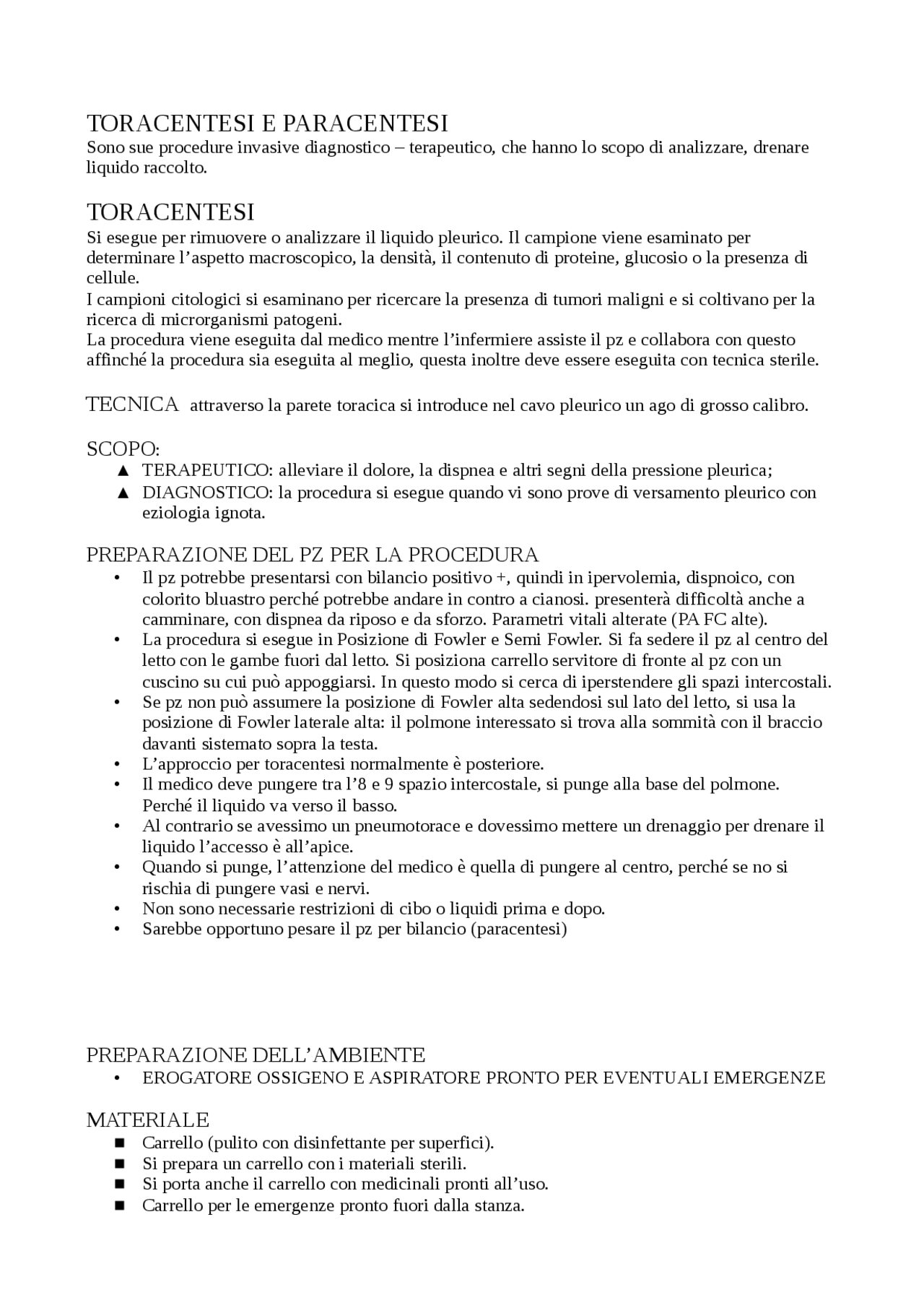 Toracentesi Assistenza Infermieristica Docsity