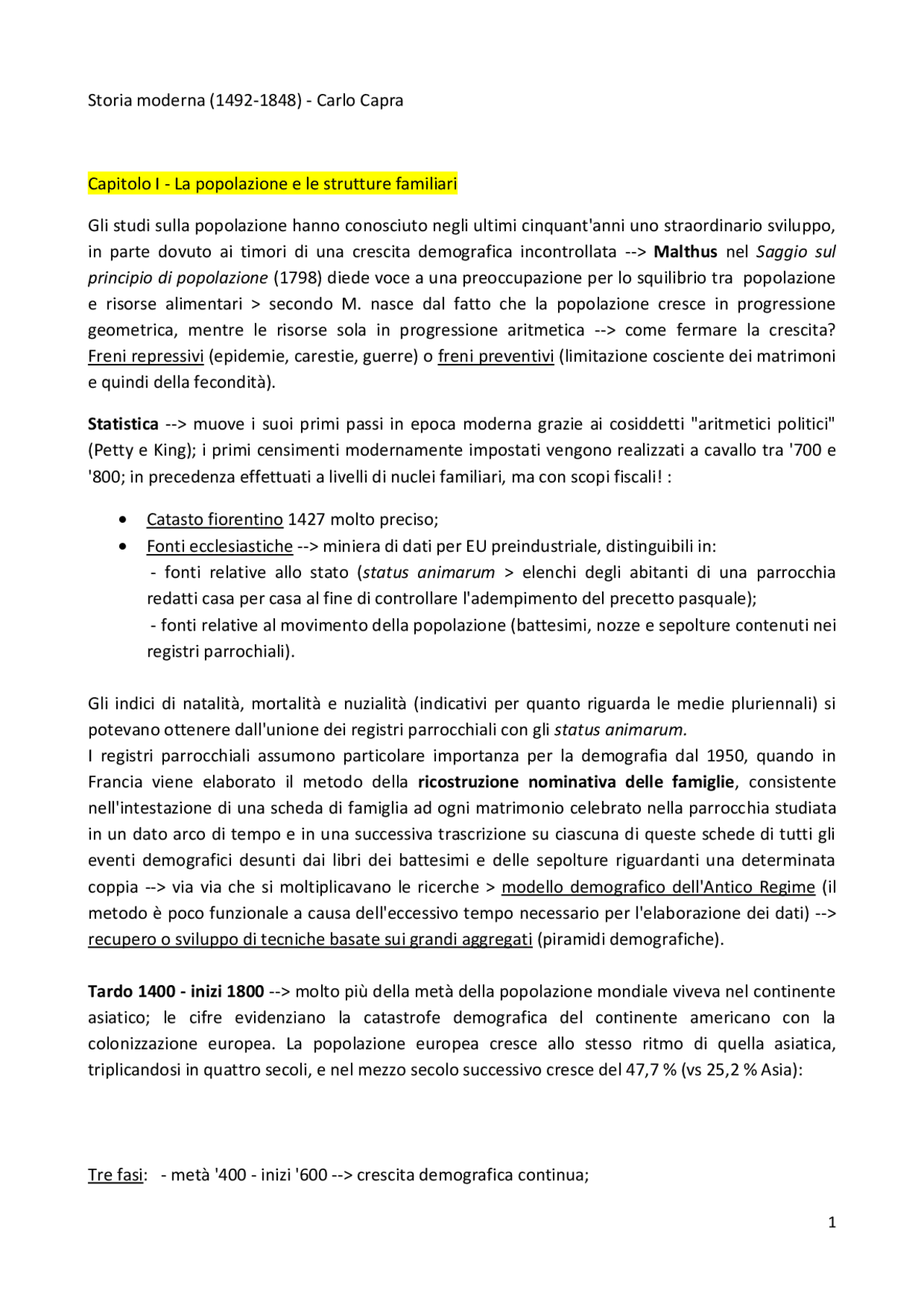 Storia moderna (1492-1848) - Carlo Capra - Docsity