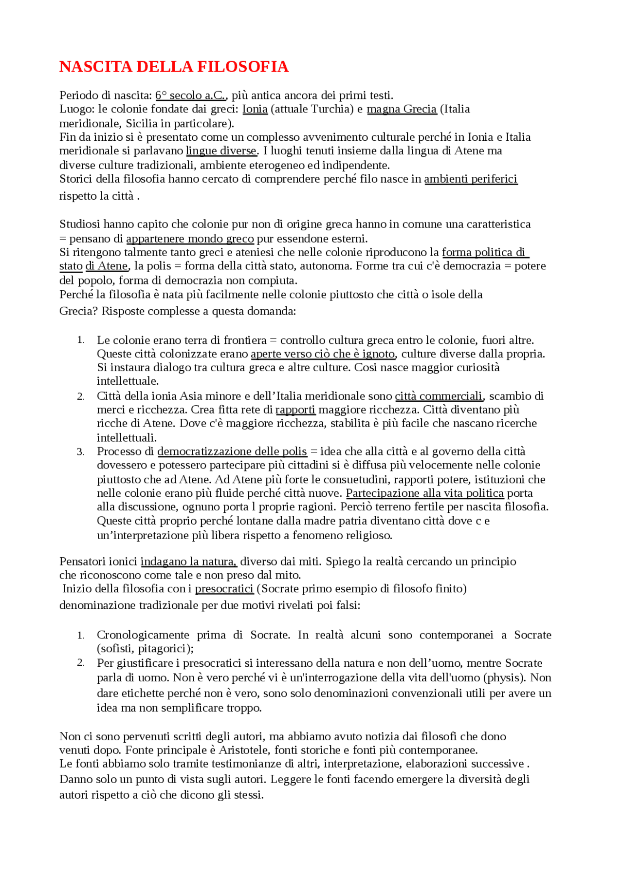 Storia Della Filosofia Docsity