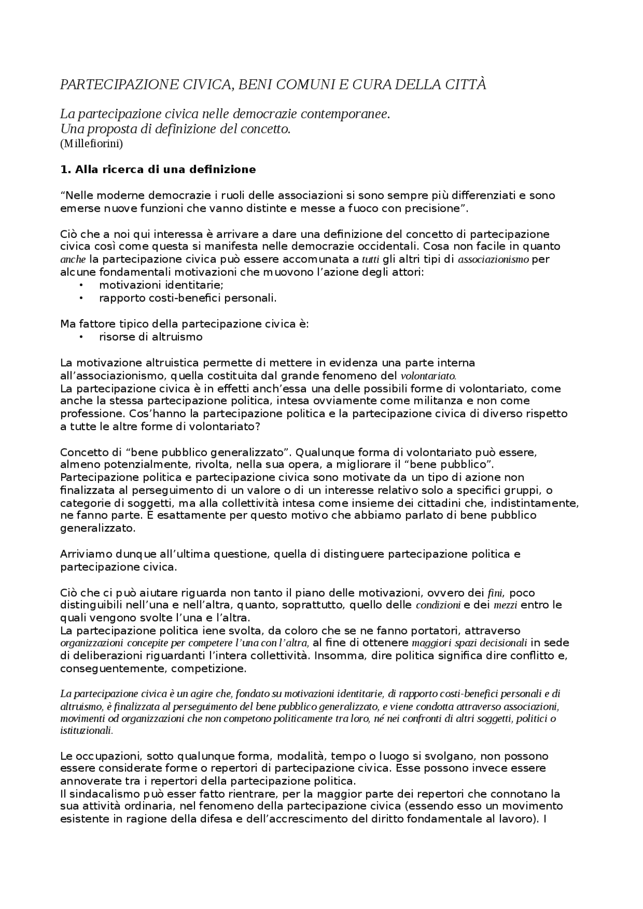 Riassunto Di Partecipazione Civica Marchetti Docsity